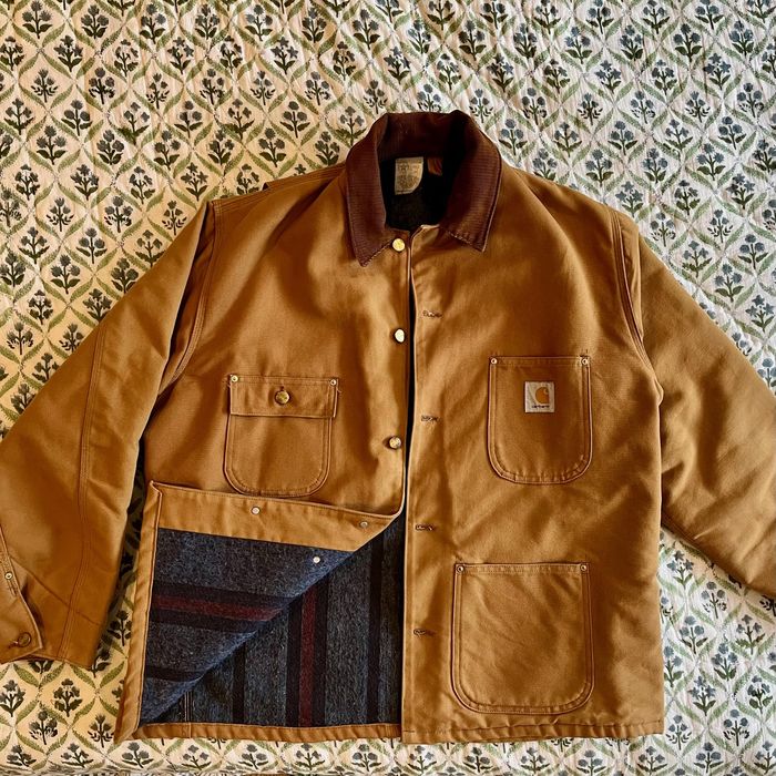 Carhartt Vintage Carhartt Chore Coat Jacket Blanket Lines XL Size 46 | Grailed