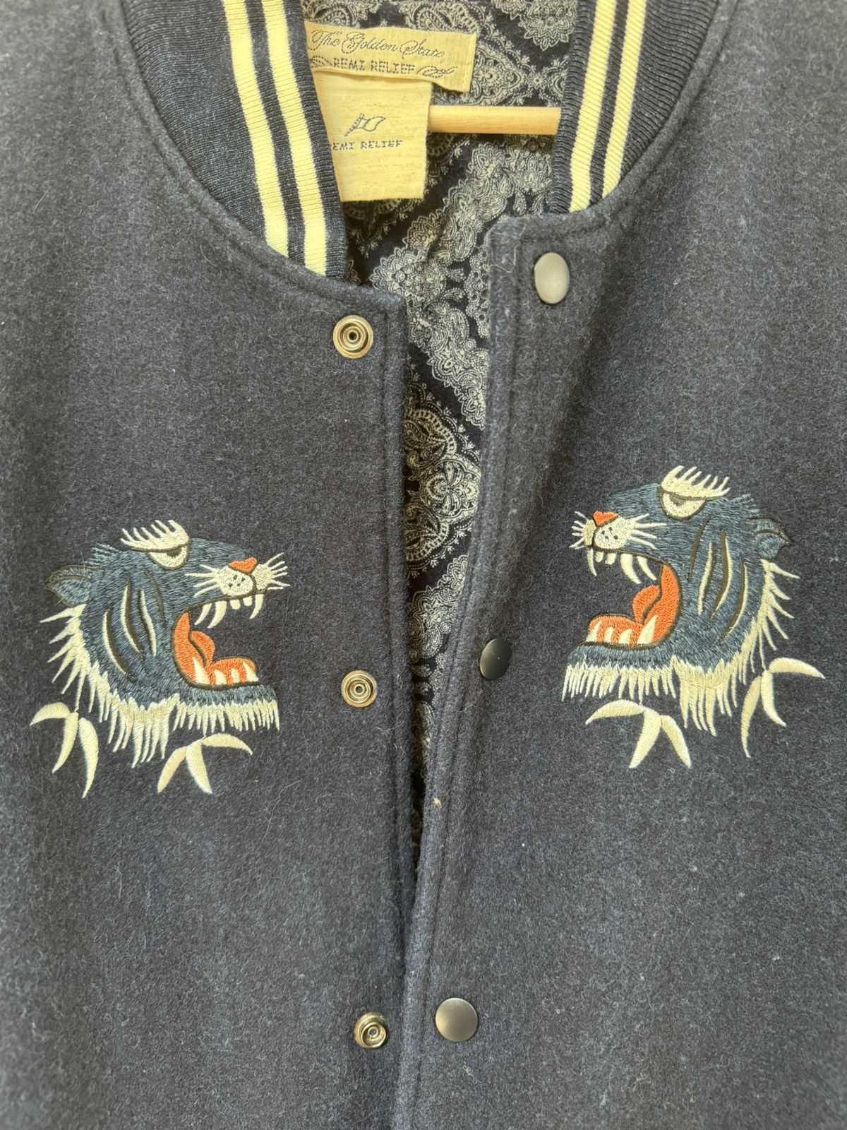 Remi Relief Japan Oxhide wool panther varsity jacket | Grailed