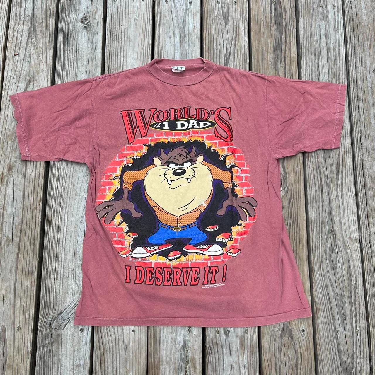 Vintage Vintage 1994 Taz Worlds #1 Dad T-shirt "I Deserve IT!" | Grailed