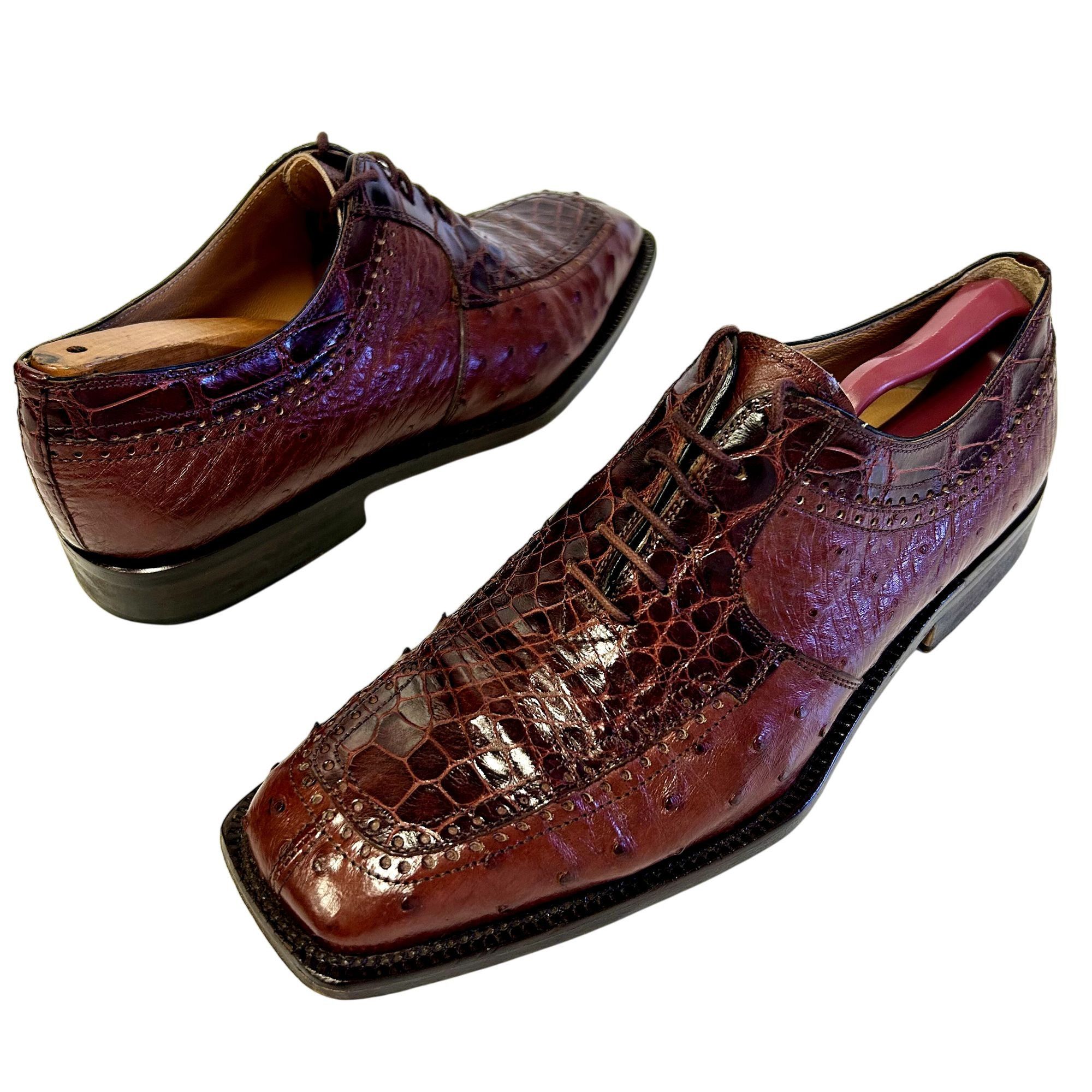 Unkwn Dee Handmade Genuine ALLIGATOR Skin OSTRICH Quill Dress Shoe ...
