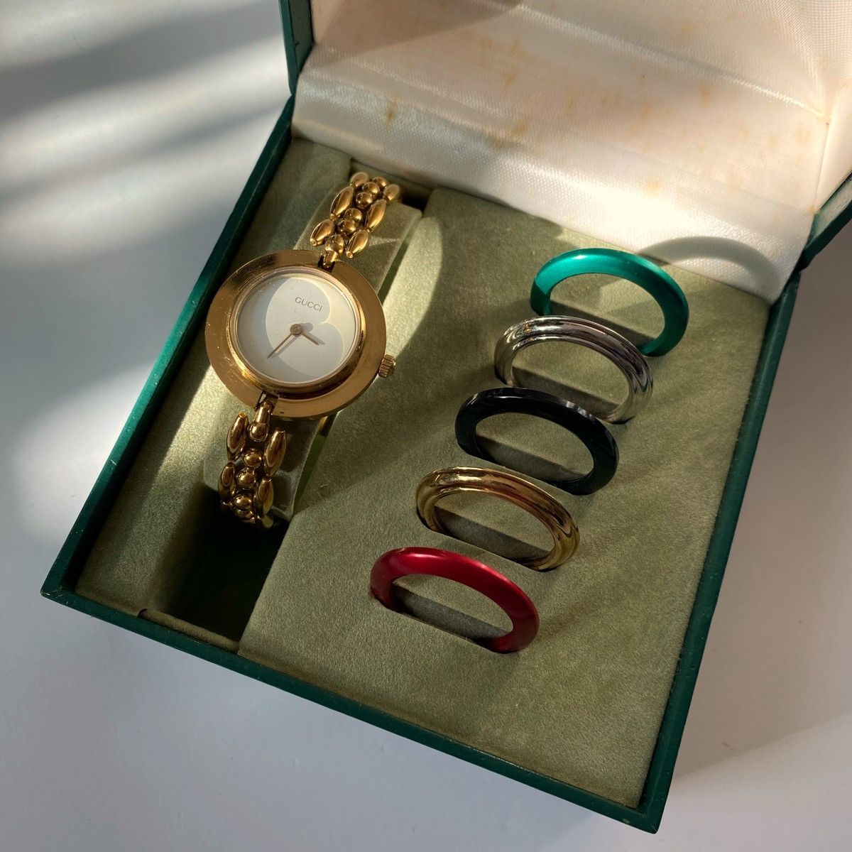 Gucci × Vintage Gucci 90s 18K Gold Plated Interchangeable Watch 5 ...