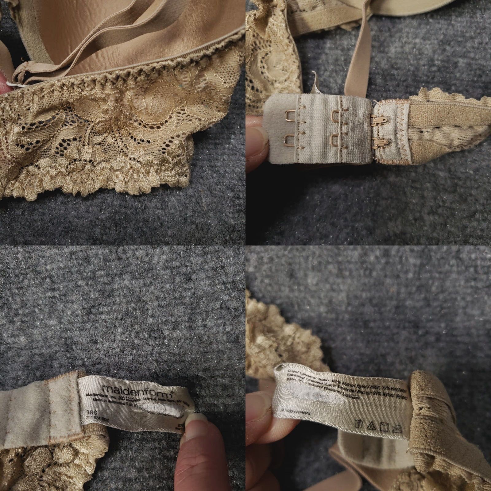 Vintage Maidenform Women's 38C Beige Premium Lace Push Up Full Coverage ...