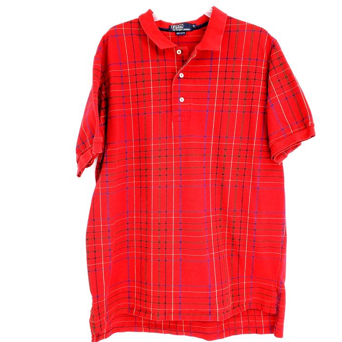 Polo Ralph Lauren Polo Ralph Lauren Red Plaid Polo Shirt Men's XL MADE ...