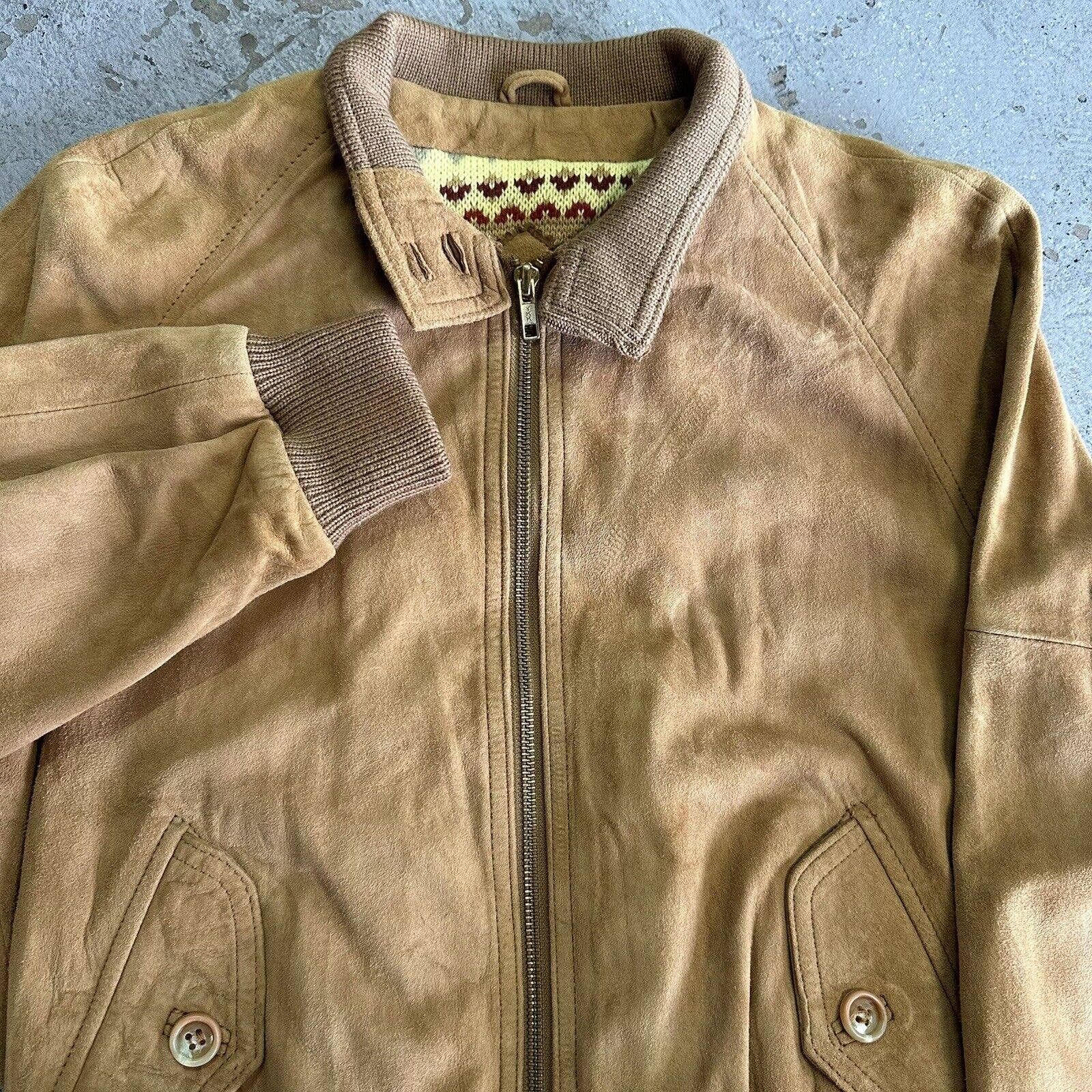Vintage Vtg 80s Abercrombie & Fitch Aztec Lined Suede Leather Jacket ...