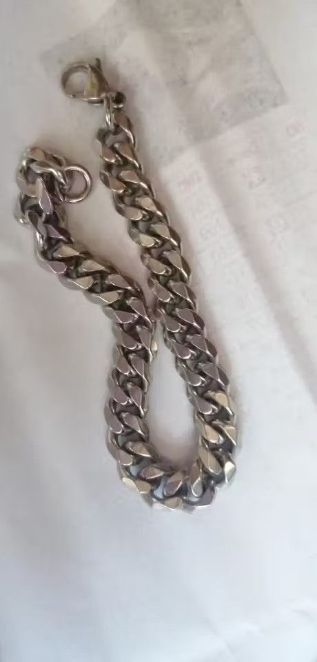 Chain × Cuban Link Chain × Streetwear Silver Color 9 MM Width + 20 cm ...