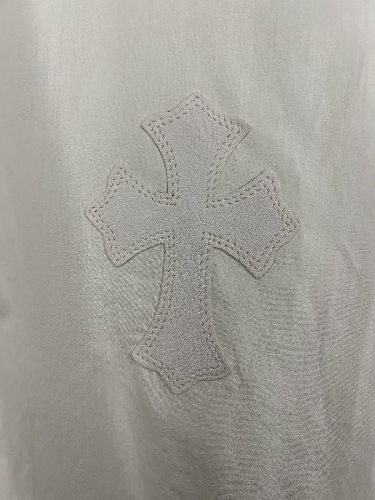 Chrome Hearts Chrome Hearts White Leather Cross Patch Button Up Shirt ...