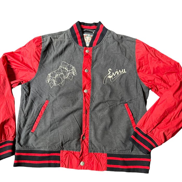 Evisu Vintage y2k Evisu Varsity Jacket Red Gray Mens Medium | Grailed