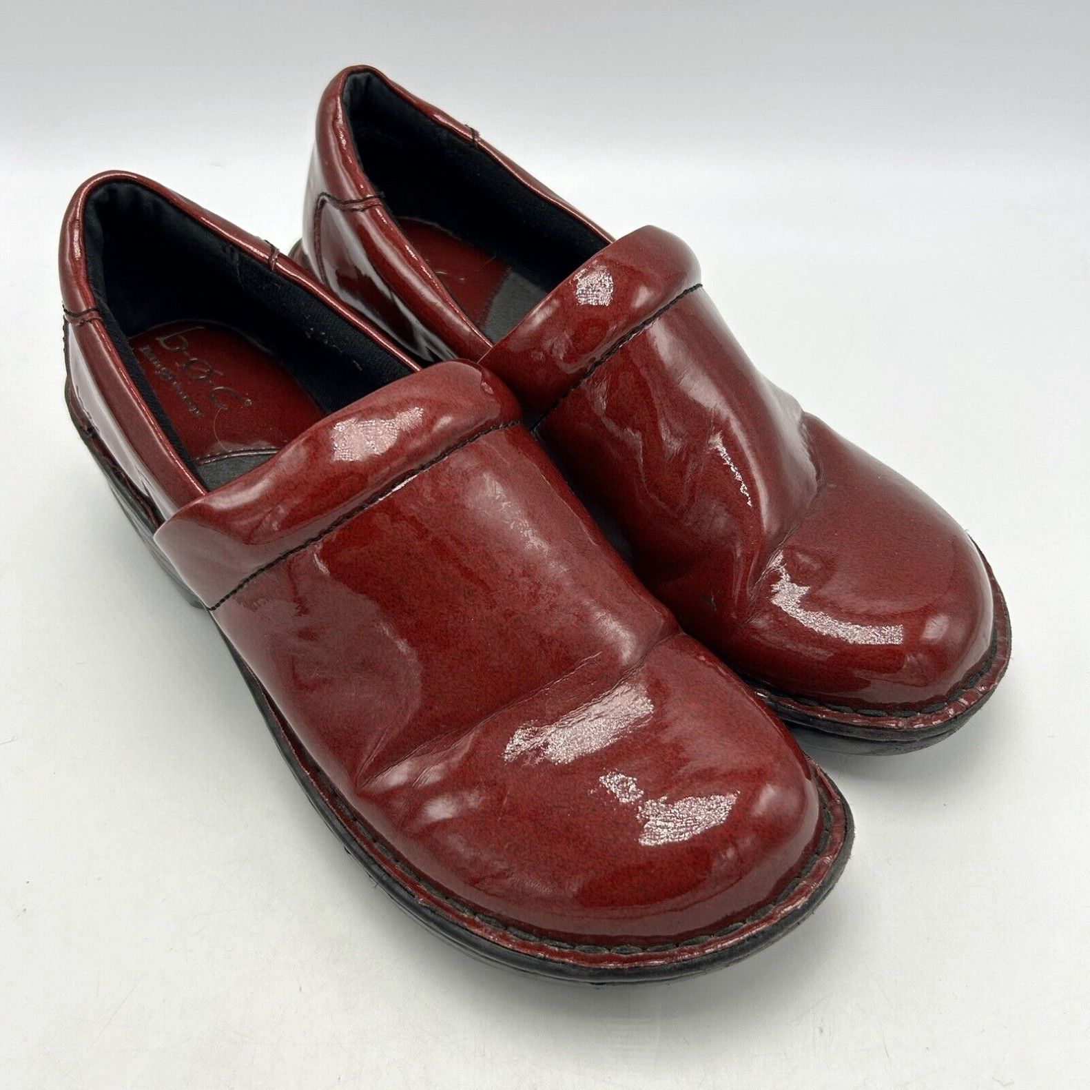 Born BOC BORN Concepts Patent Leather Look Red Wine 1433 8.5 Slip On ...