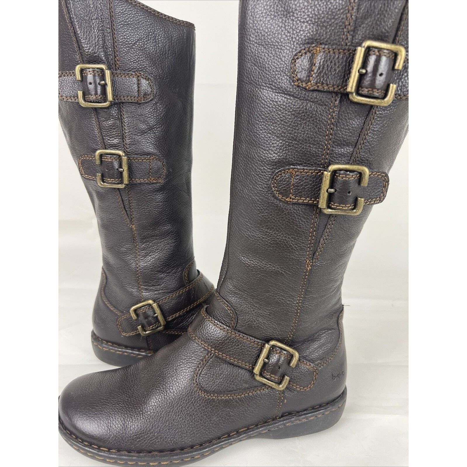 Born BOC Born Leather Riding Moto Boot Virginia BROWN Knee High B | Grailed