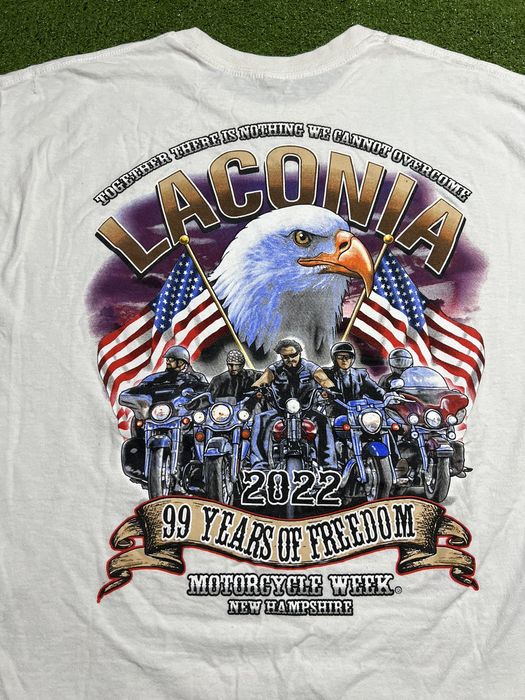 Vintage laconia bike week white bald eagle motorcycle shirt | Grailed
