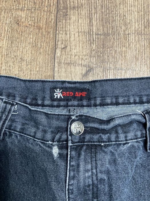Vintage Crazy Faded Baggy Red Ape Y2K Embroidered Black Wide Jeans | Grailed
