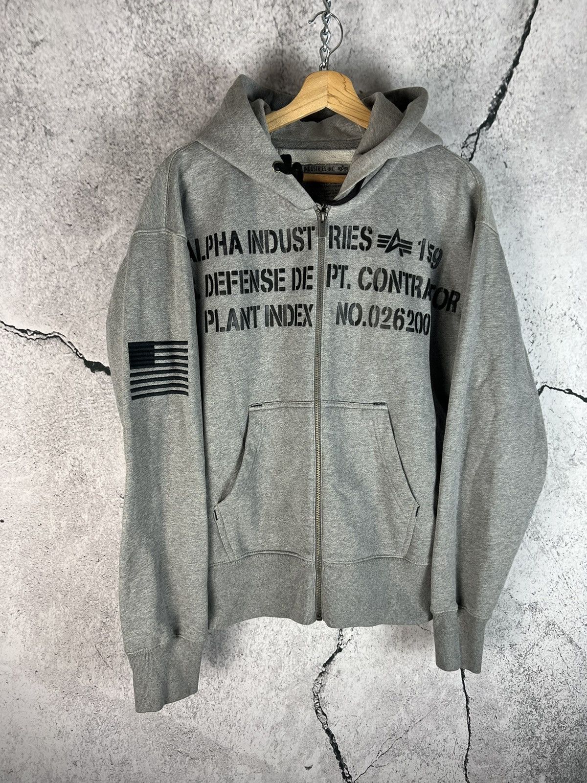 Alpha Industries Y2K ALPHA EMBROIDERED BIG LOGO ZIP HOODIE 1990s | Grailed