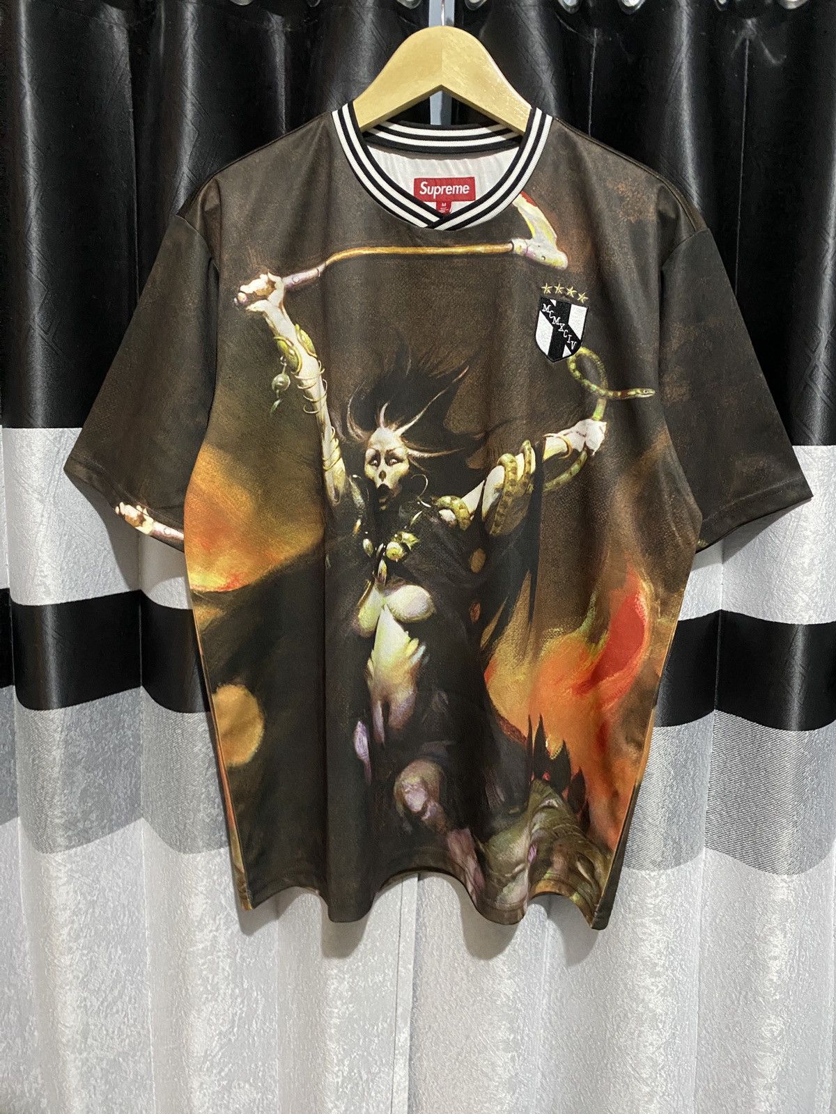 Supreme supreme frank frazzeta woman with scythe socer jersey | Grailed
