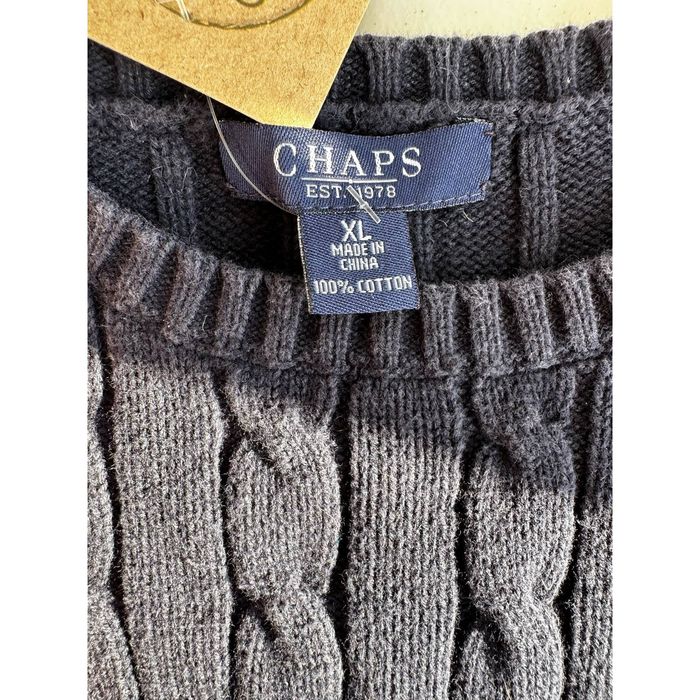 Chaps Chaps Blue Cable Knit Sweater XL with Buttons on Shoulder | Grailed