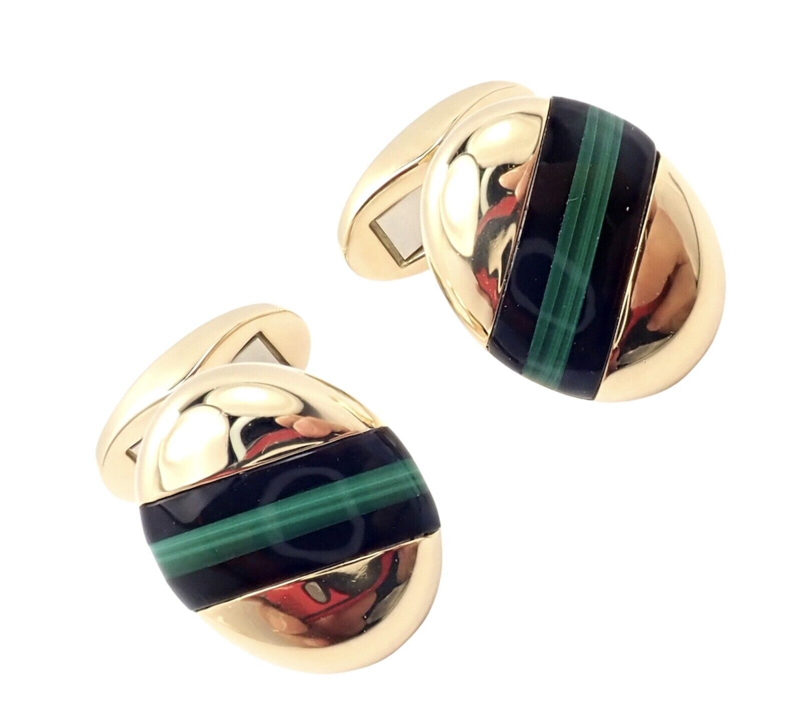 Tiffany & Co. 18k Yellow Gold Onyx Green Malachite West Germany ...