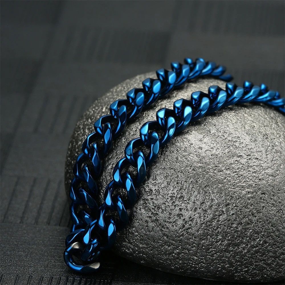 Cuban Link Chain Blue Color 7 mm width + 50 Cm Cuban Link Chain ...