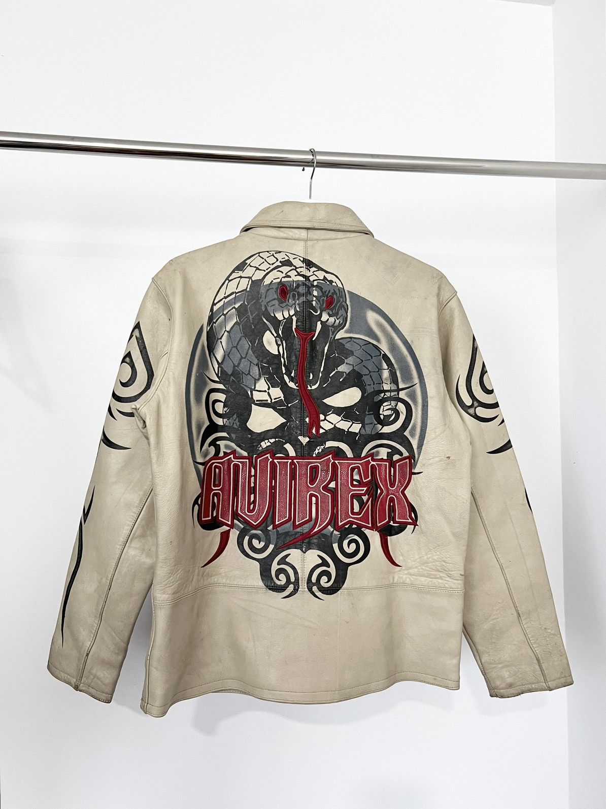 Avirex × Streetwear × Vintage 90s OG Avirex Snake Leather Jacket Tribal ...
