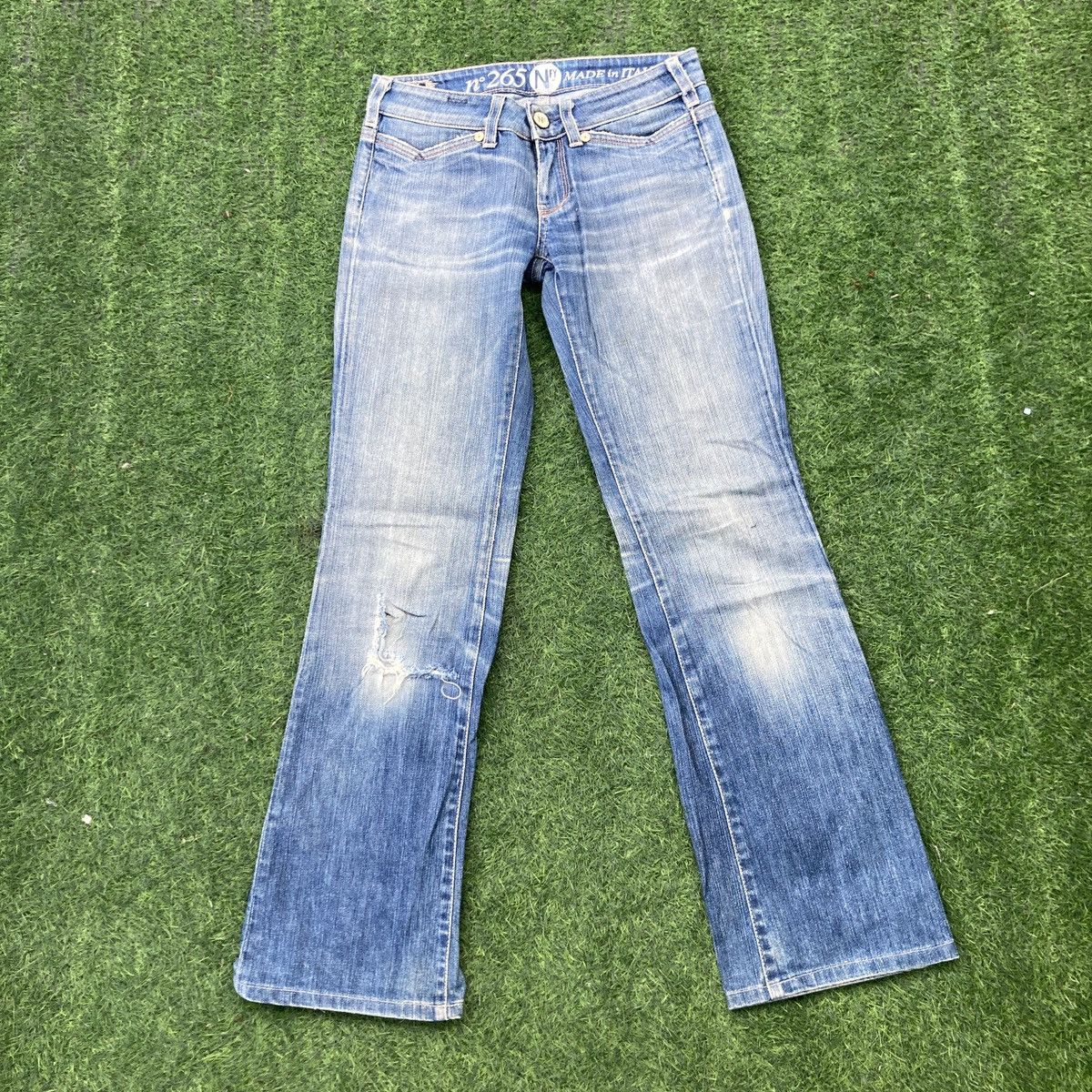 Distressed Denim × Italian Designers N FY N265 DISTRESSED BOOTCUT JEANS ...