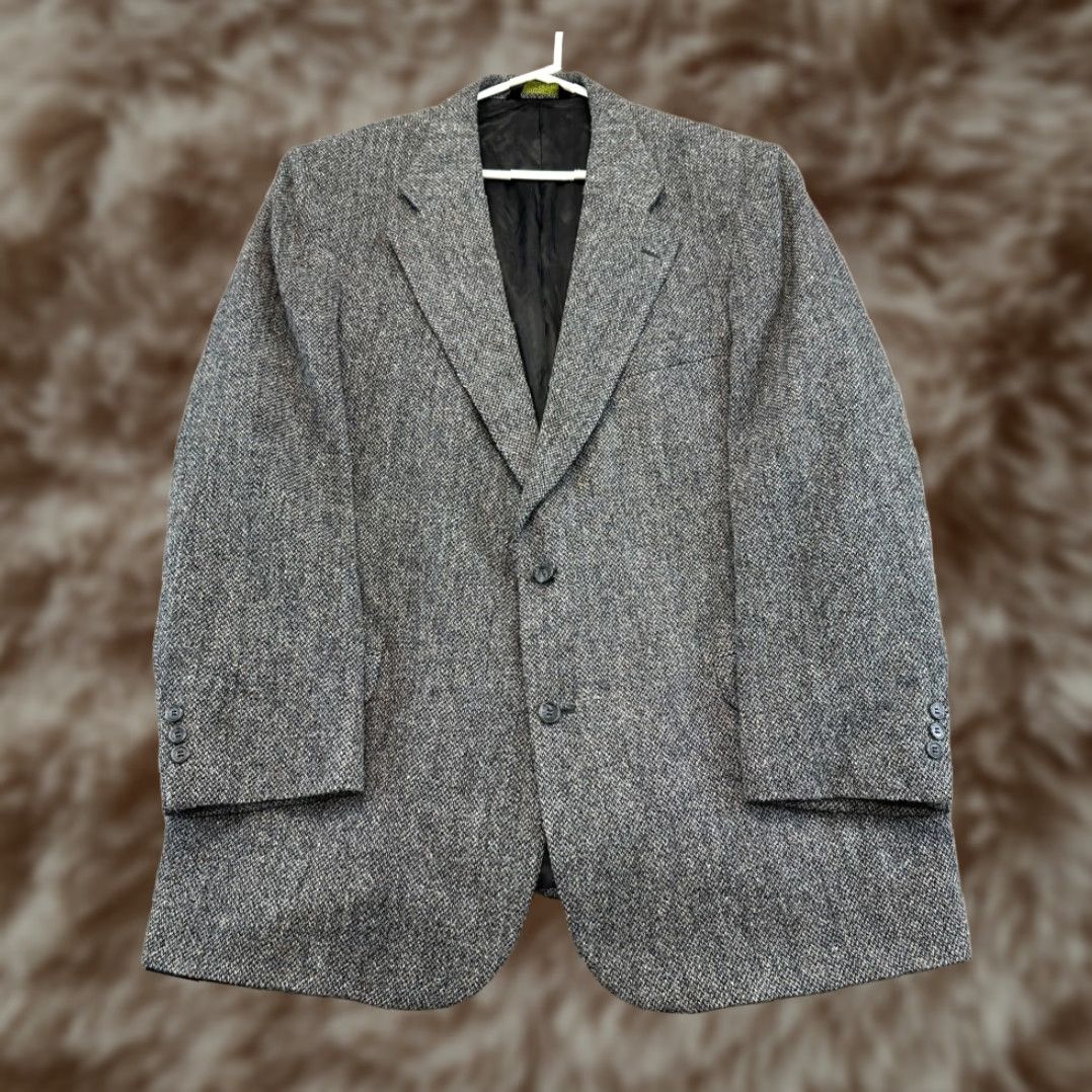 Harris Tweed Authentic Vintage Harris Tweed Grey Wool Blazer Mens Sport ...
