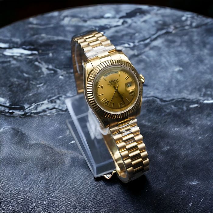 Seiko Seiko Mod Day-Date Watch 40mm Roman Gold Dial Presidential | Grailed