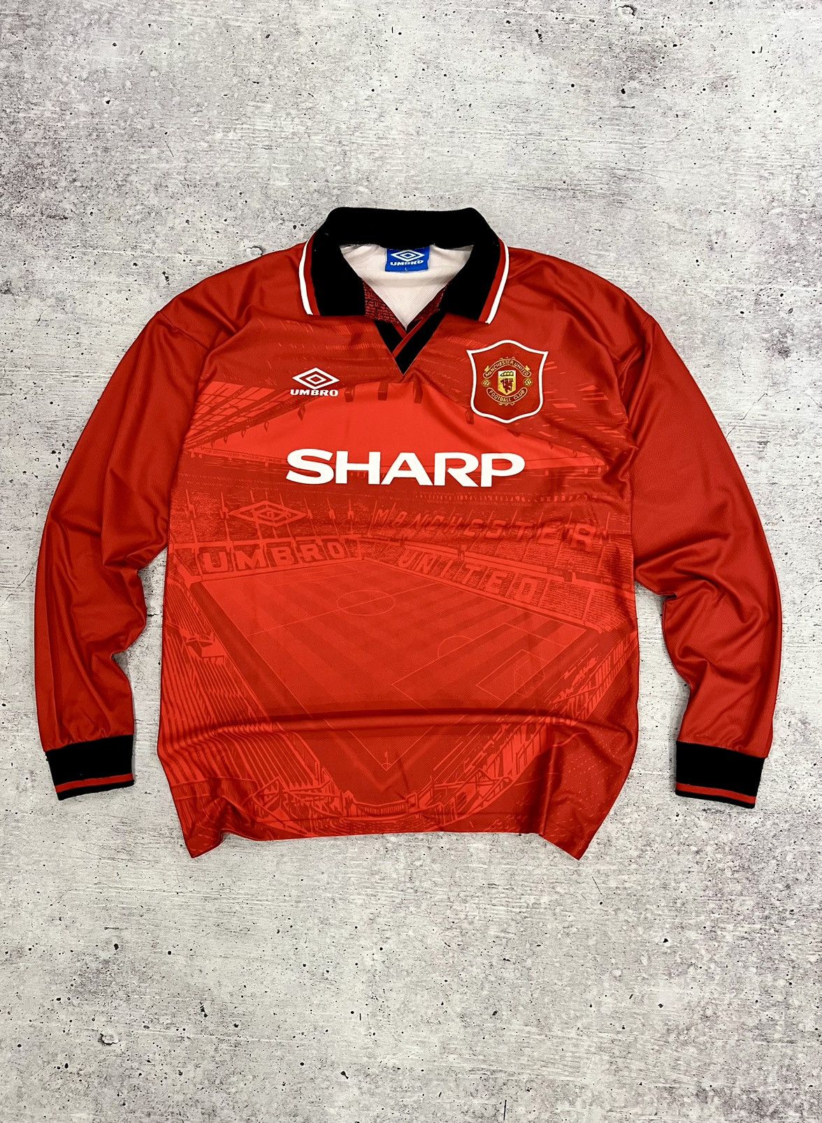 Vintage 🩸RARE🩸Umbro Manchester United Sharp 1994 Long Sleeve Jersey ...