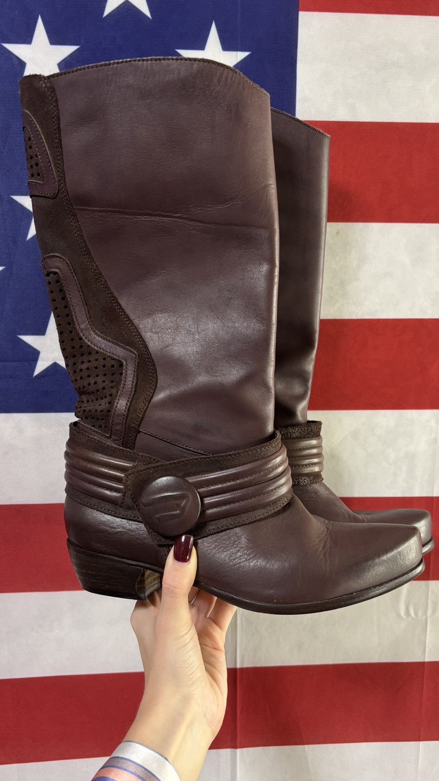 Diesel vintage leather Diesel avantgarde cowboy western boots | Grailed