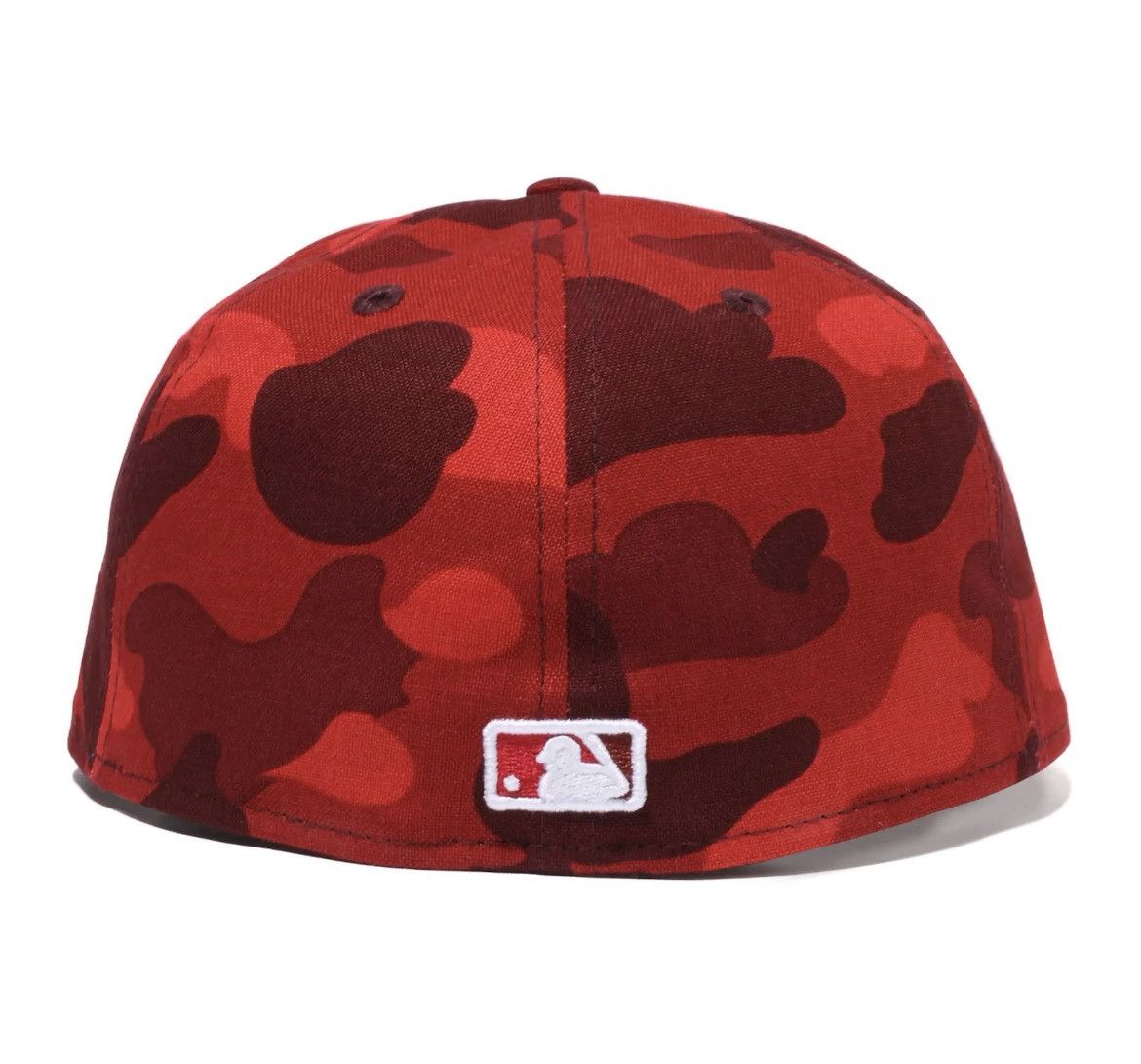 Bape Bape x MLB Red Camo LAA Fitted Hat | Grailed