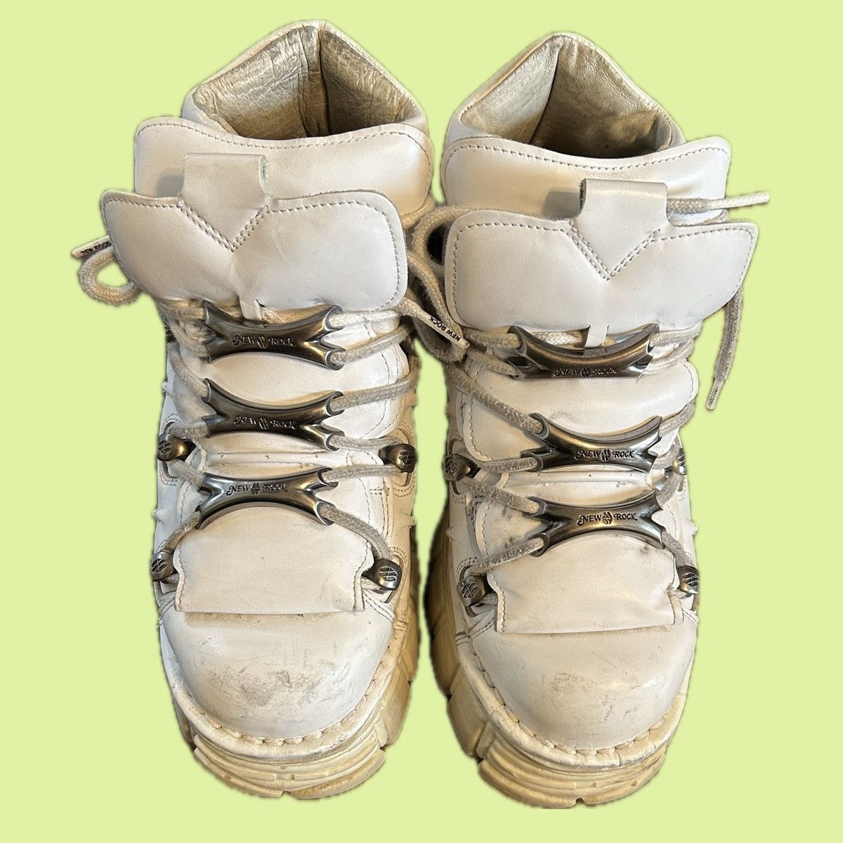 New Rock × Vintage VINTAGE 90s New Rock White M-106 Platform Boots ...