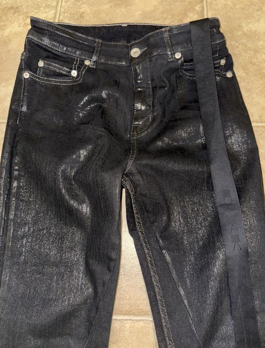 Rick Owens Rick Owens DRKSHDW Black Foil Wax Detroit Cut Jeans | Grailed
