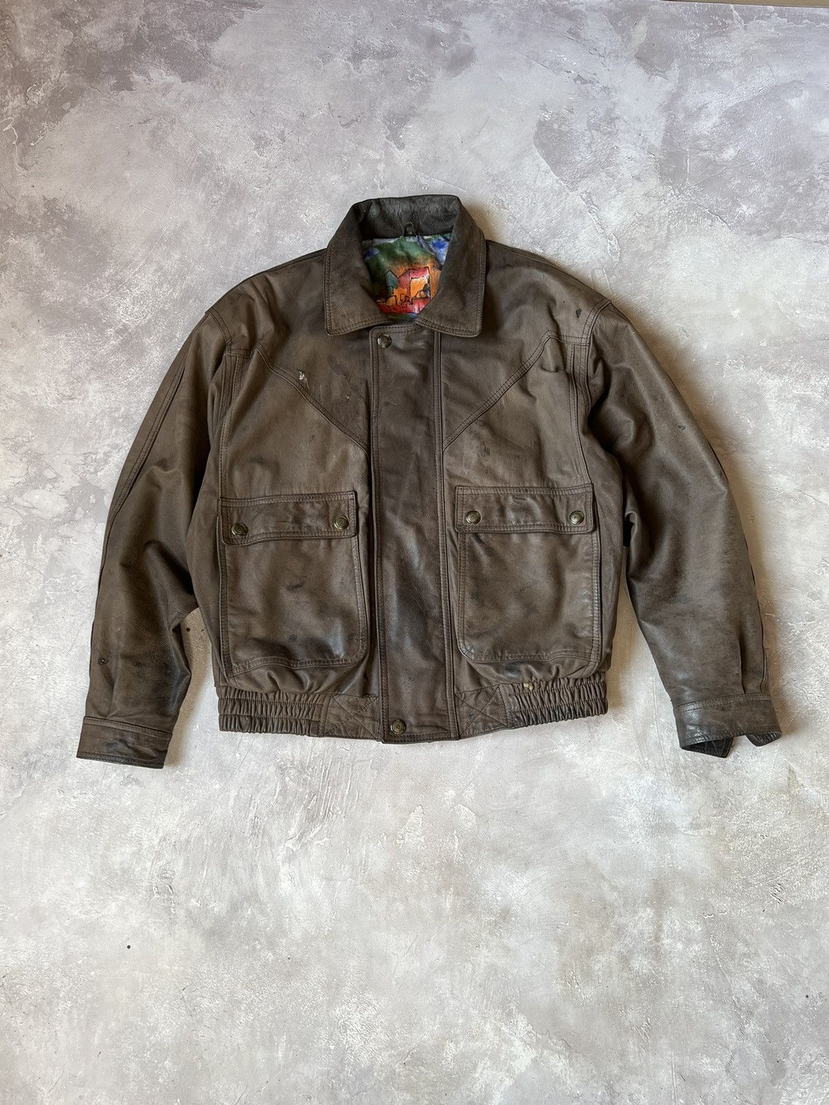 Vintage Vintage Brown Dostressed Leather Jacket | Grailed