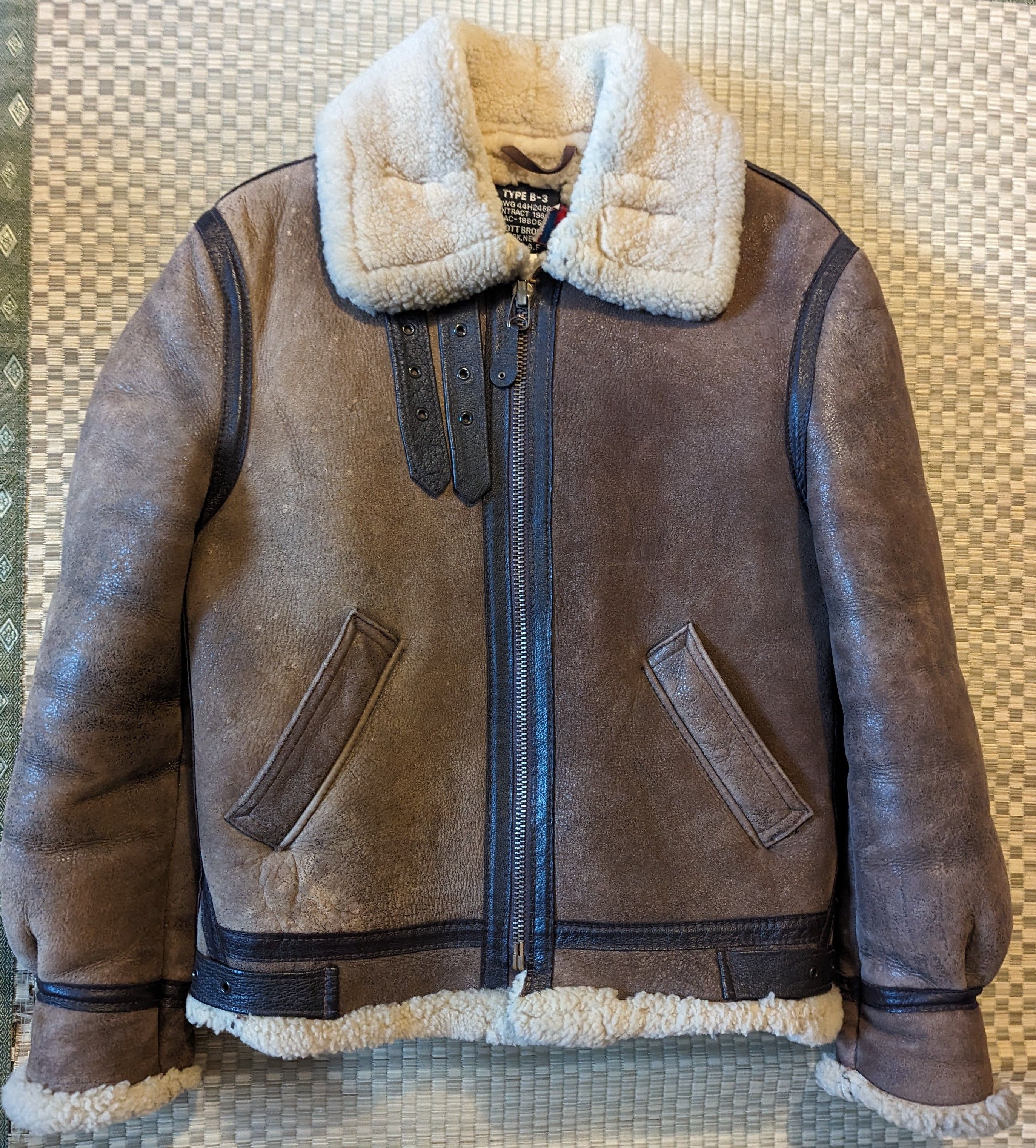Schott Schott Type B-3 Flight Mouton Leather Jacket Shearling Lined ...