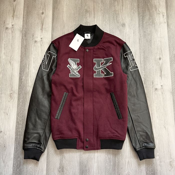 Nike Nike Destroyer Wool Varsity Bomber Jacket Night Maroon Red | Grailed