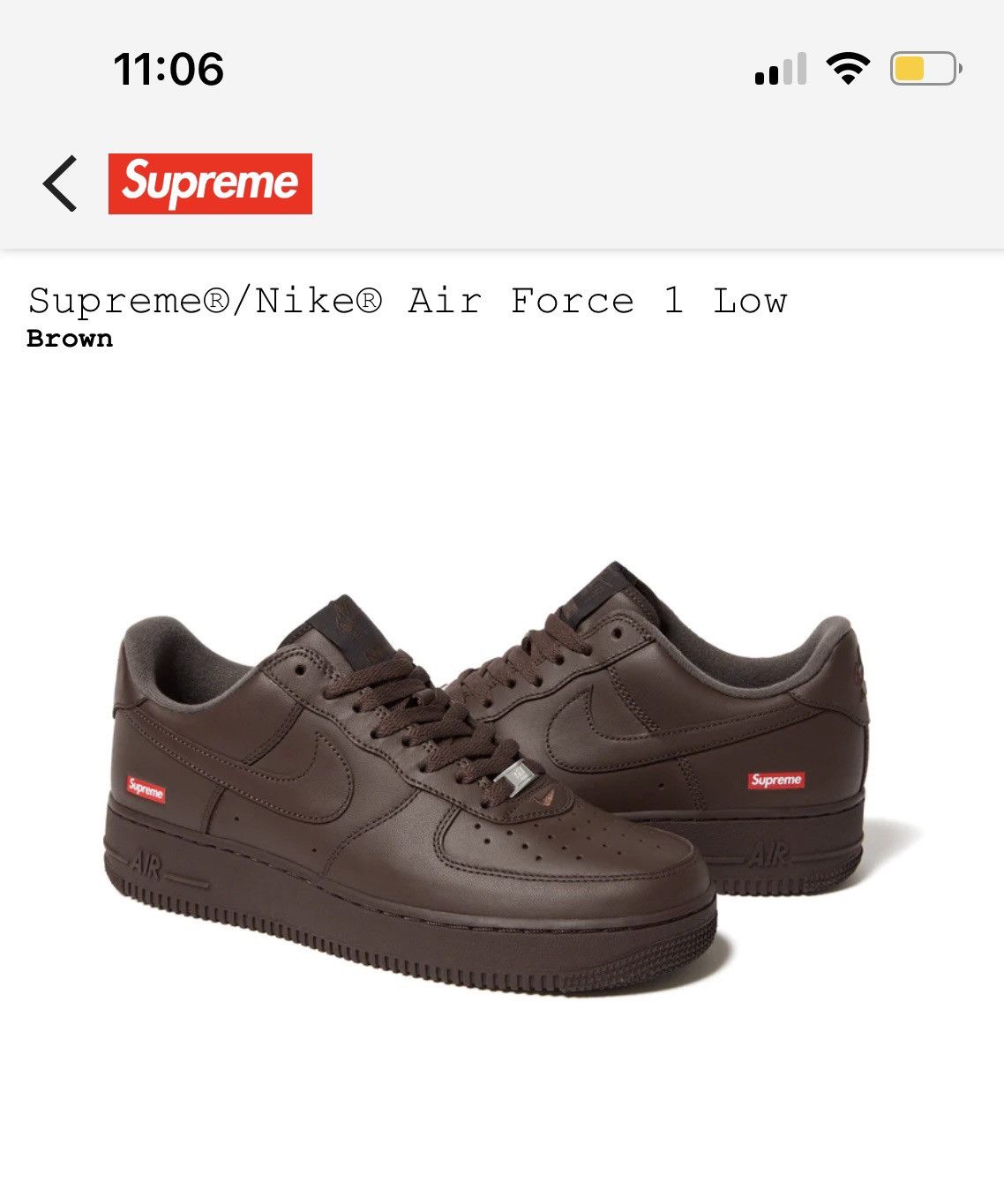Supreme Supreme x Air Force 1 Low Box Logo - Baroque Brown | Grailed