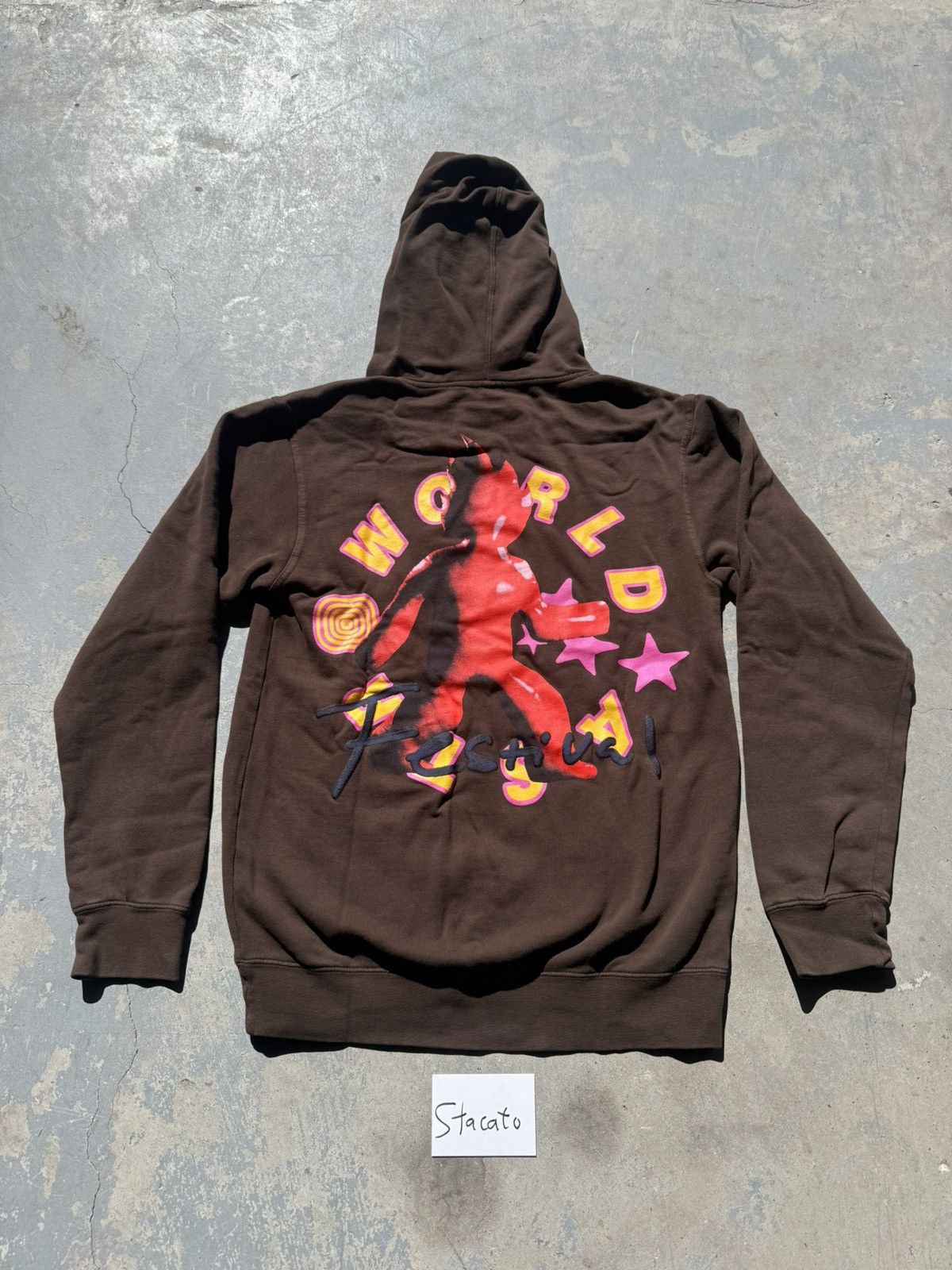 Travis Scott Travis Scott Astroworld Flame Guy Hoodie Brown | Grailed
