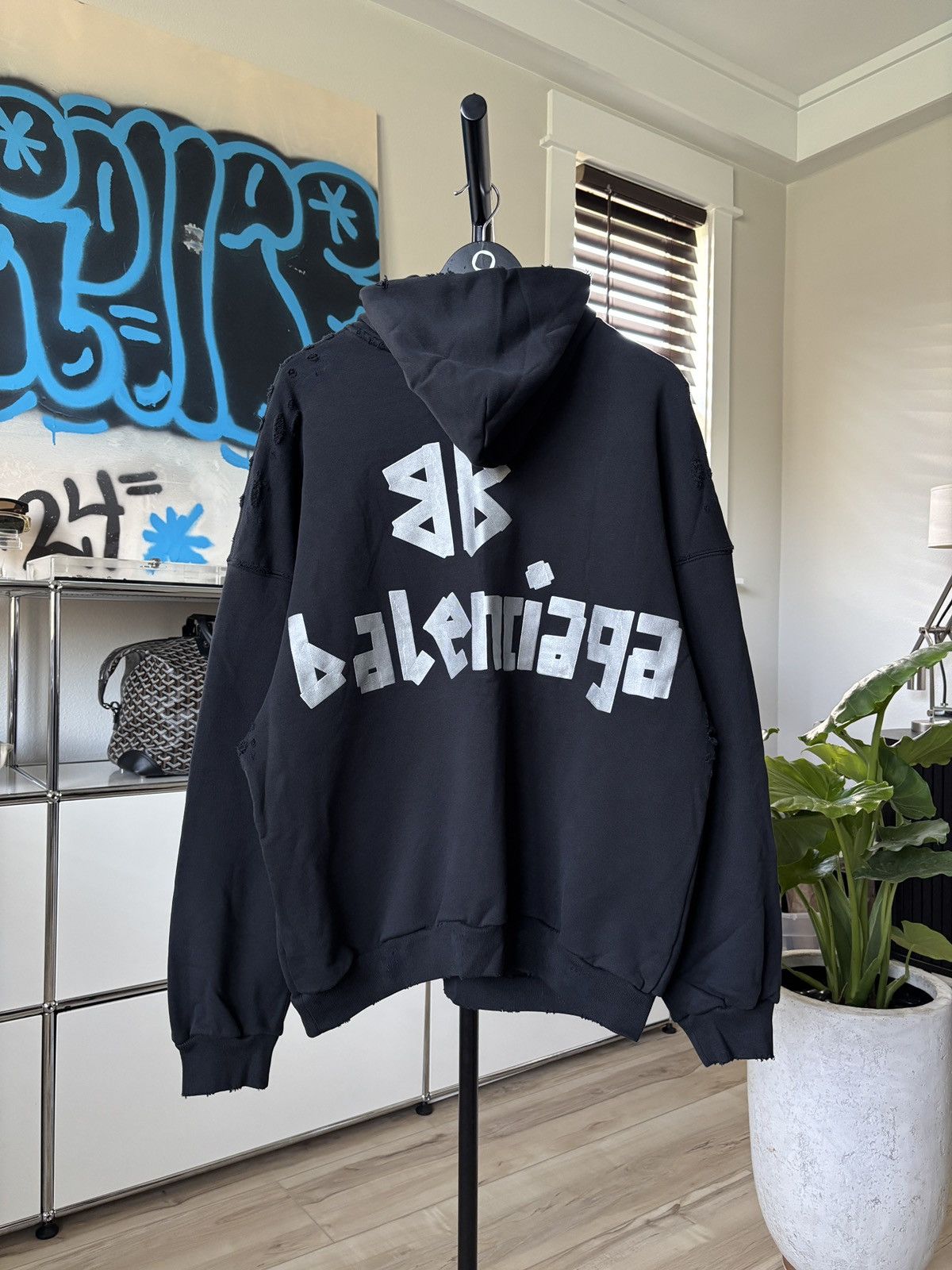 Balenciaga BALENCIAGA DISTRESSED DUCT TAPE LOGO HOODIE | Grailed