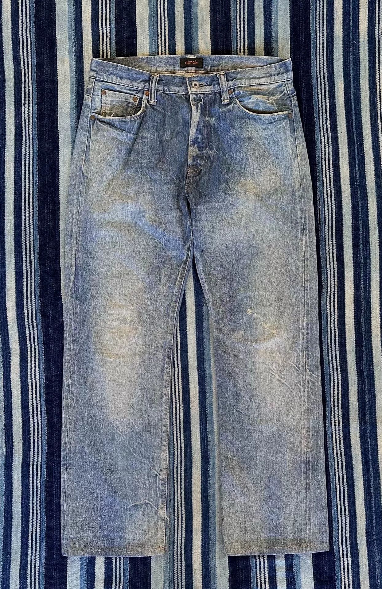 Chimala chimala straight-leg distressed denim pants | Grailed