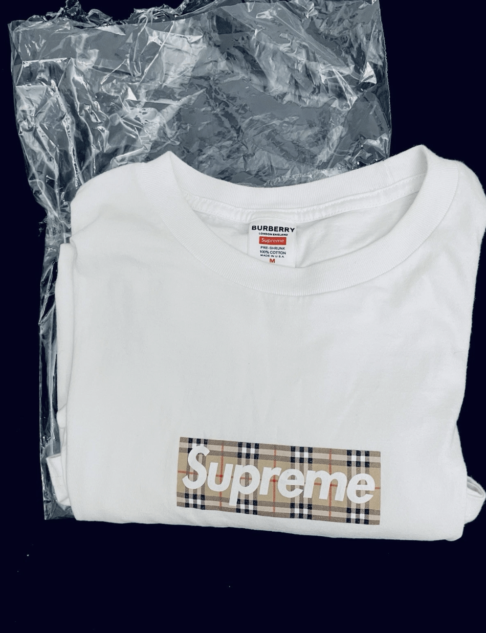 Burberry × Supreme Supreme Burberry Box Logo Tee Shirt White Size Medium | Grailed