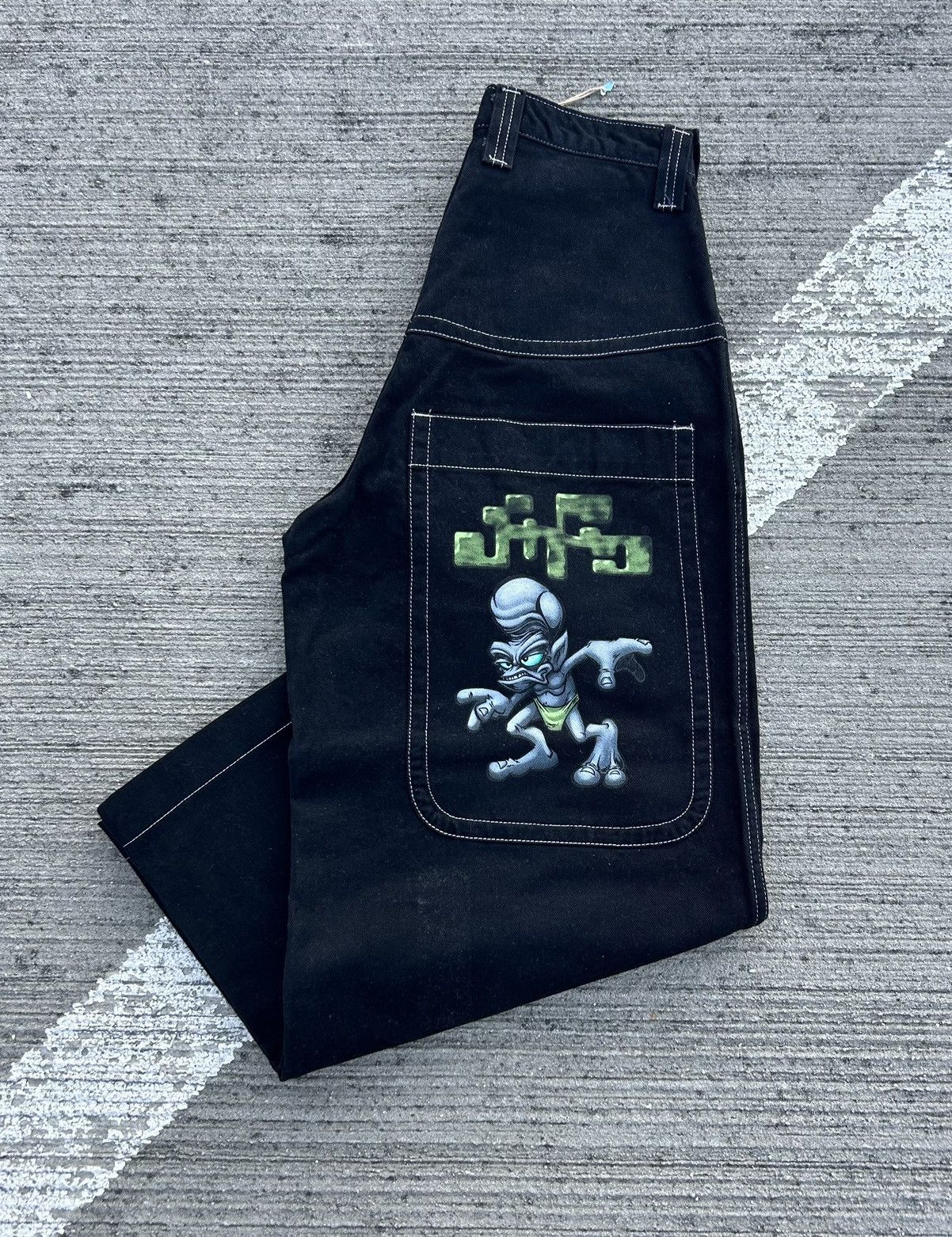 JNCO × Vintage Vintage 90s JNCO Trog Alien Wide Leg Jeans | Grailed