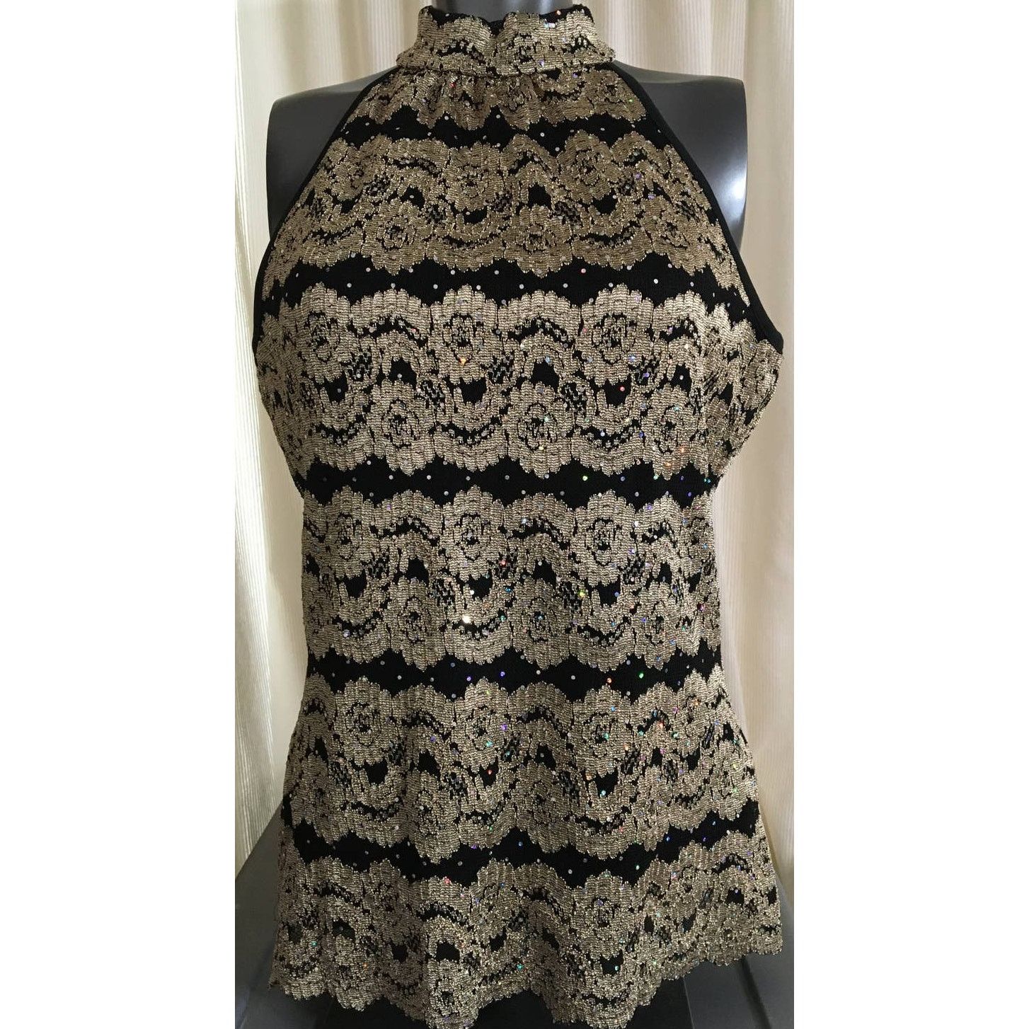 Other Nue Options Large Black Tan Lace Sequins Top Choker Collar | Grailed