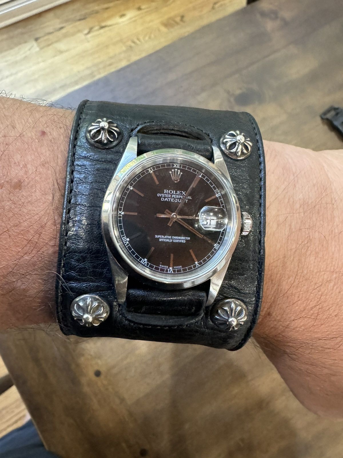 Chrome Hearts Authentic Chrome hearts, custom leather band watch | Grailed