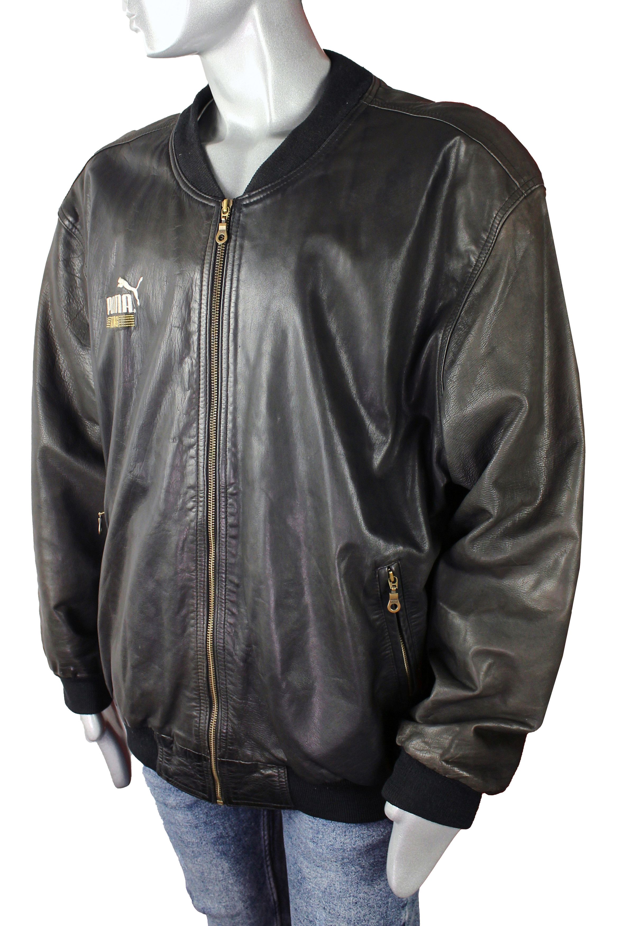 Vintage Vintage 80s men's leather bomber jacket Puma, Varsity jacket ...