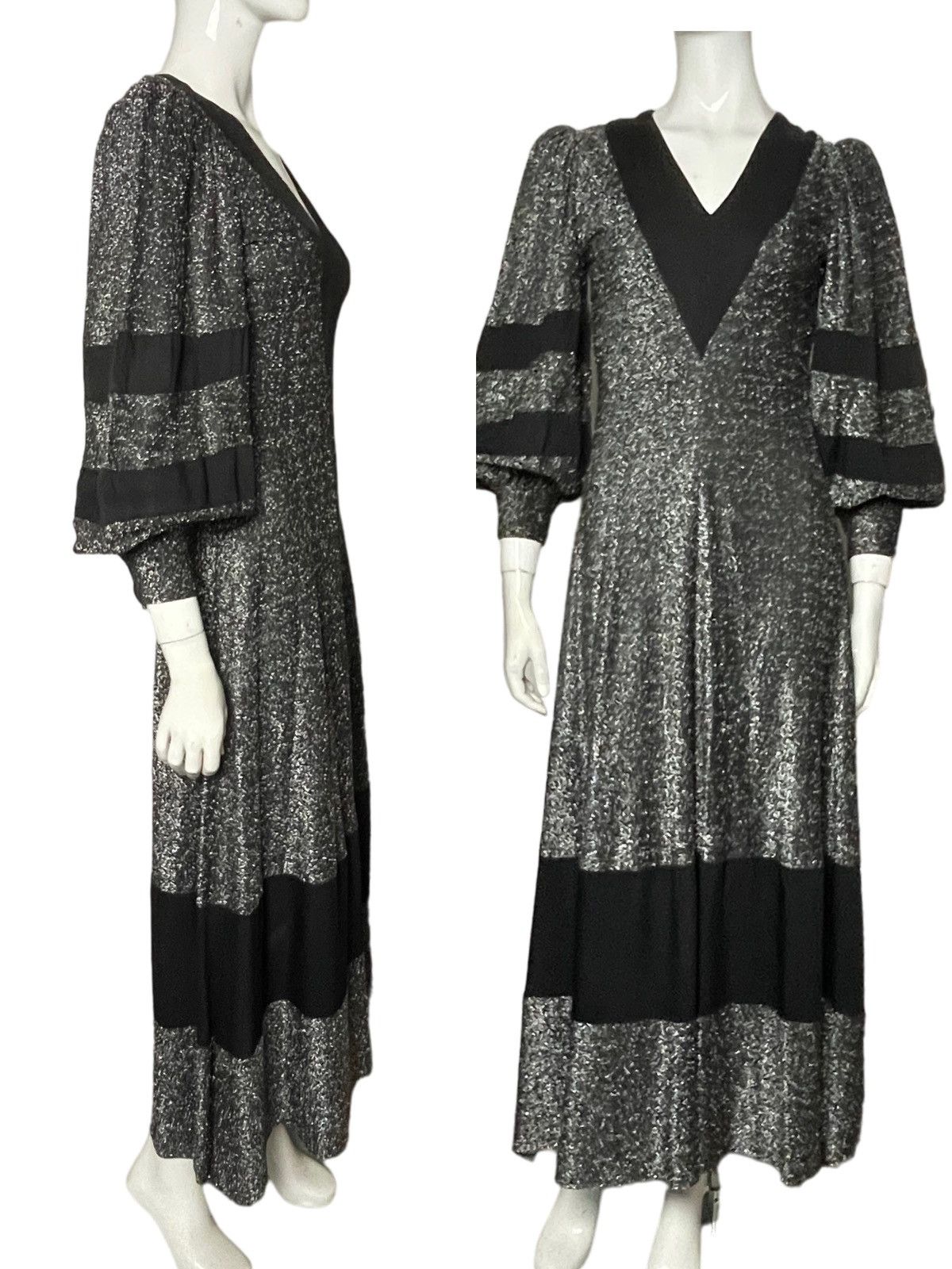 Vintage Vintage 1970s Lurex Silver Maxi Dress Kadix London | Grailed