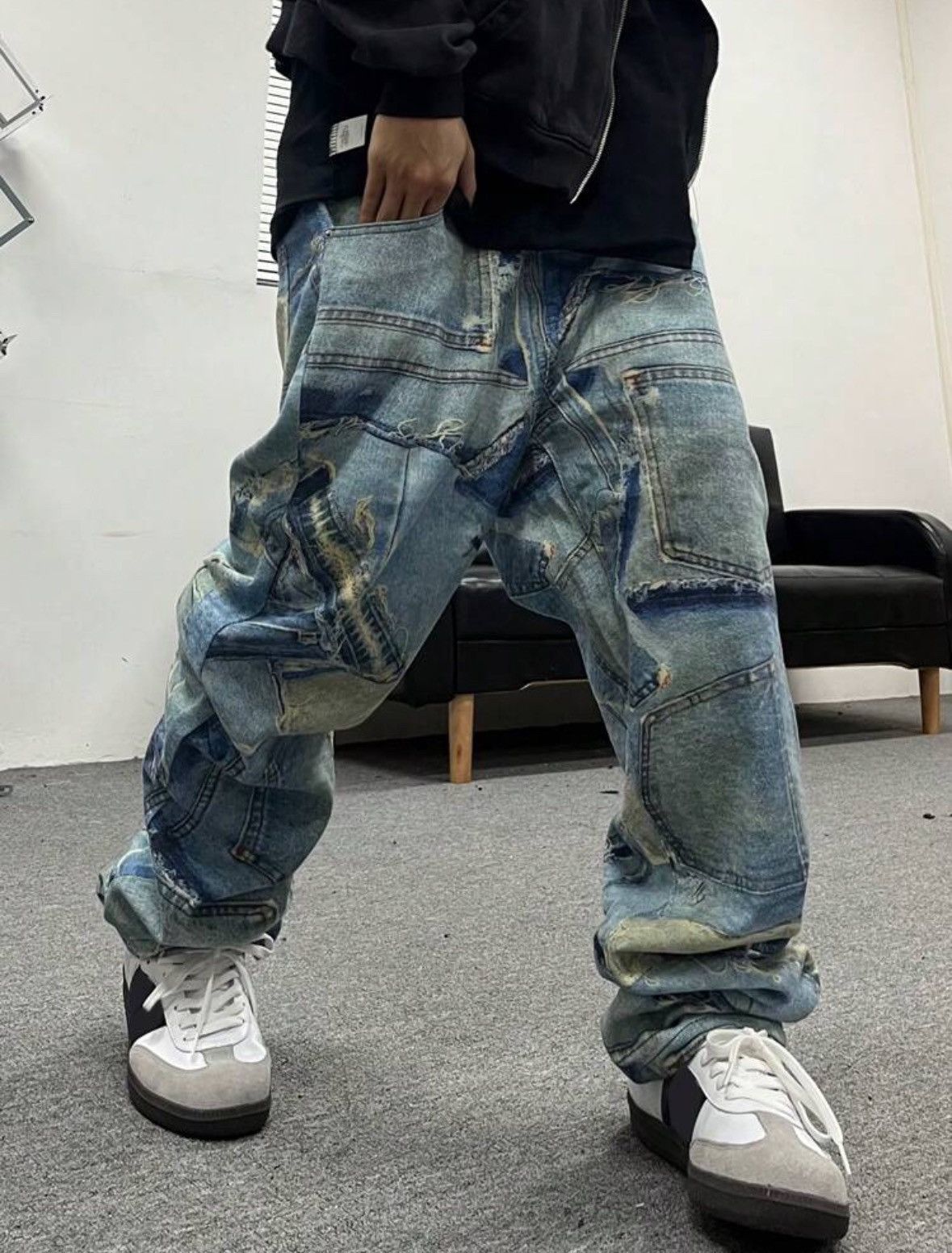 Streetwear Stack Baggy Jeans, Flared Jeans Jean Drip trap patern | Grailed