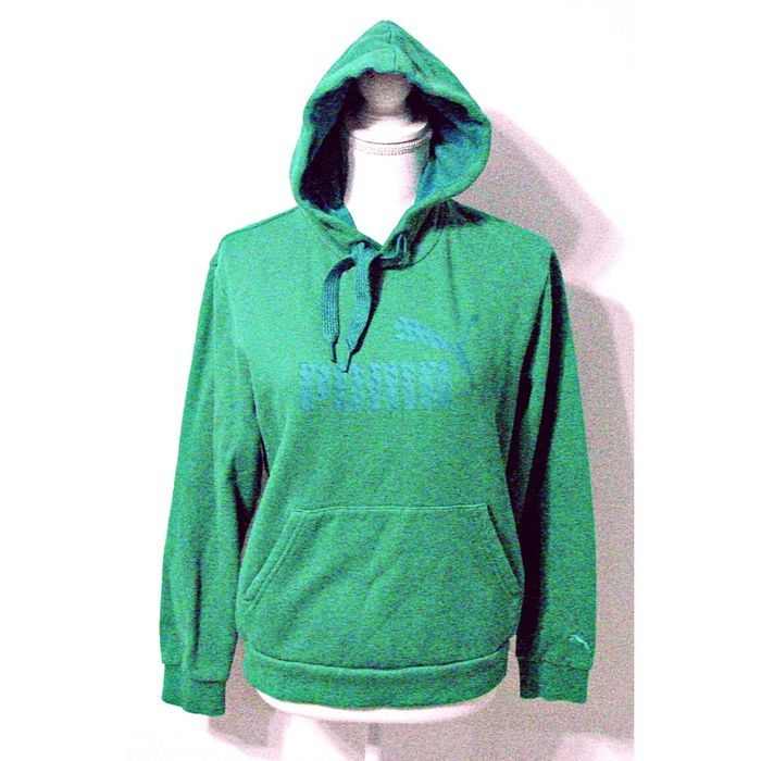 Puma PUMA Essentials Big Logo Hoodie Green Fleece Pullover Sweats | Grailed