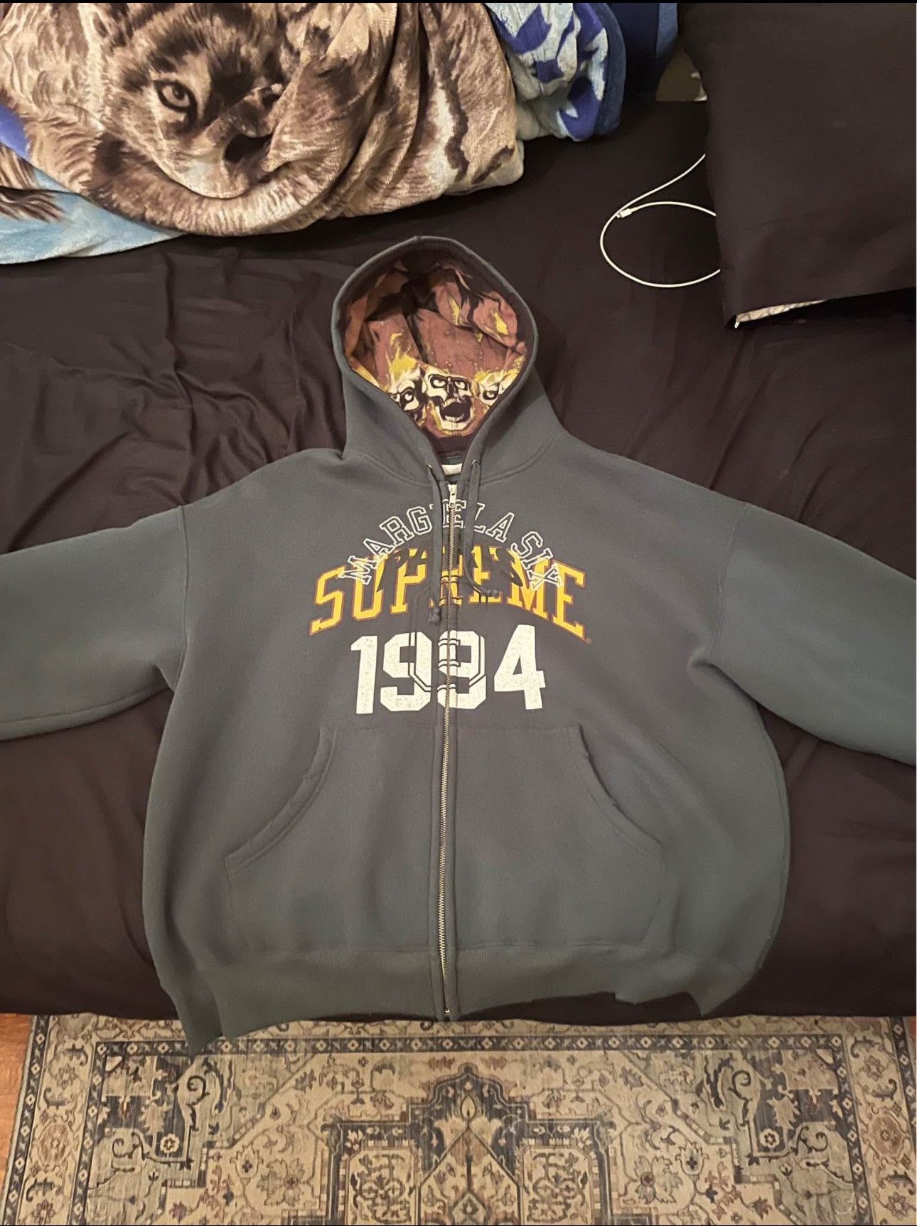 Maison Margiela × Supreme Supreme MM6 Painted skulls Zip up | Grailed