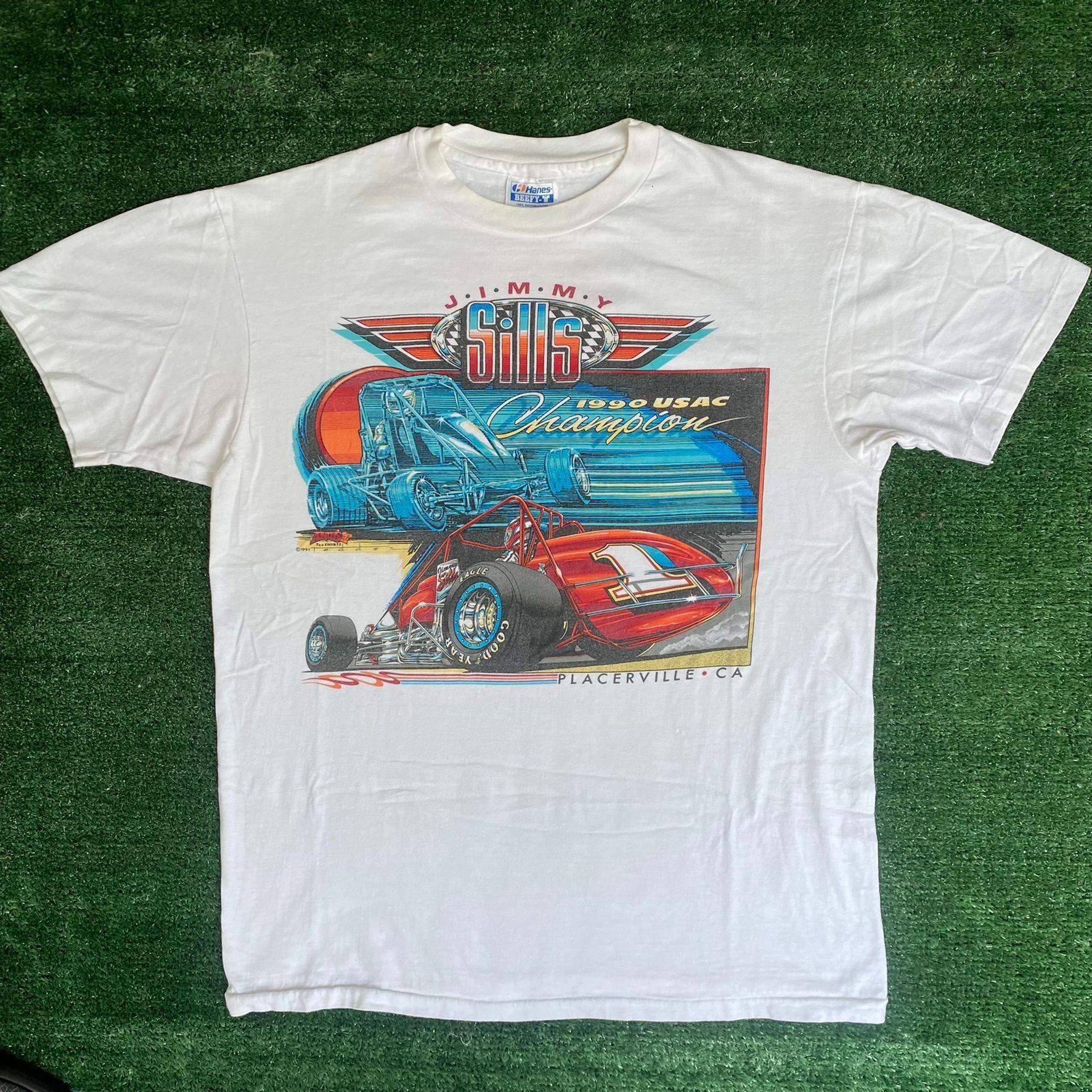 Hanes × Racing × Vintage Vintage 90s Drag Racing Shirt Carrera USAC ...