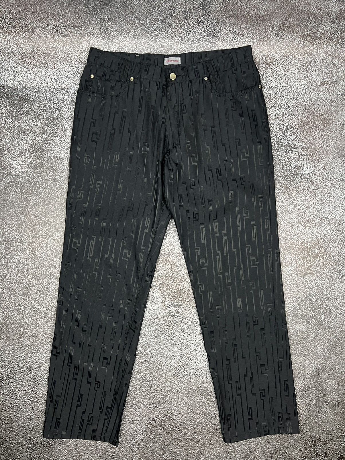 Versace Versace Greca Monogram wide leg casual Black suit Pants | Grailed