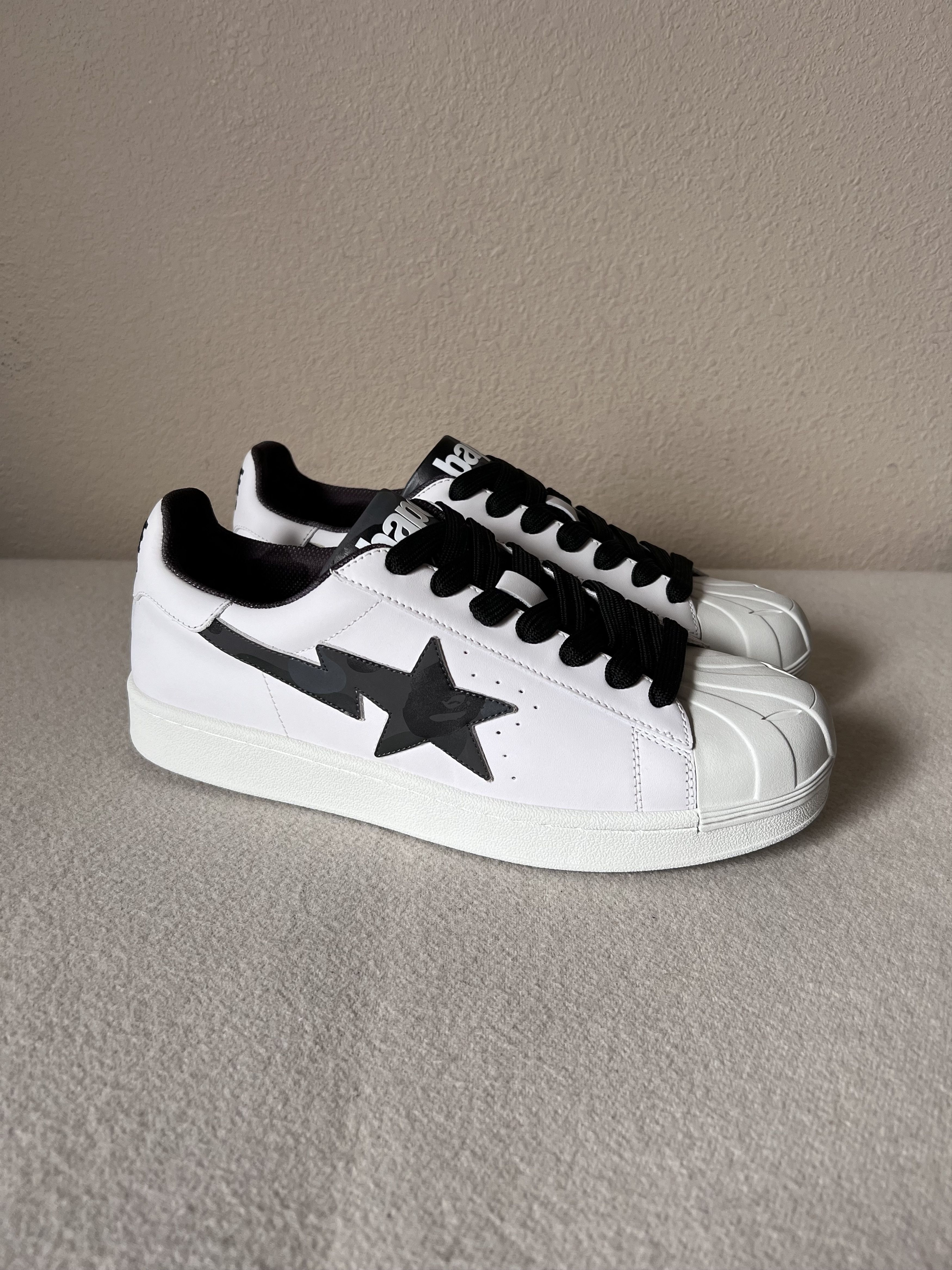 Bape Bape Skull Sta Sneakers in Black White | Grailed