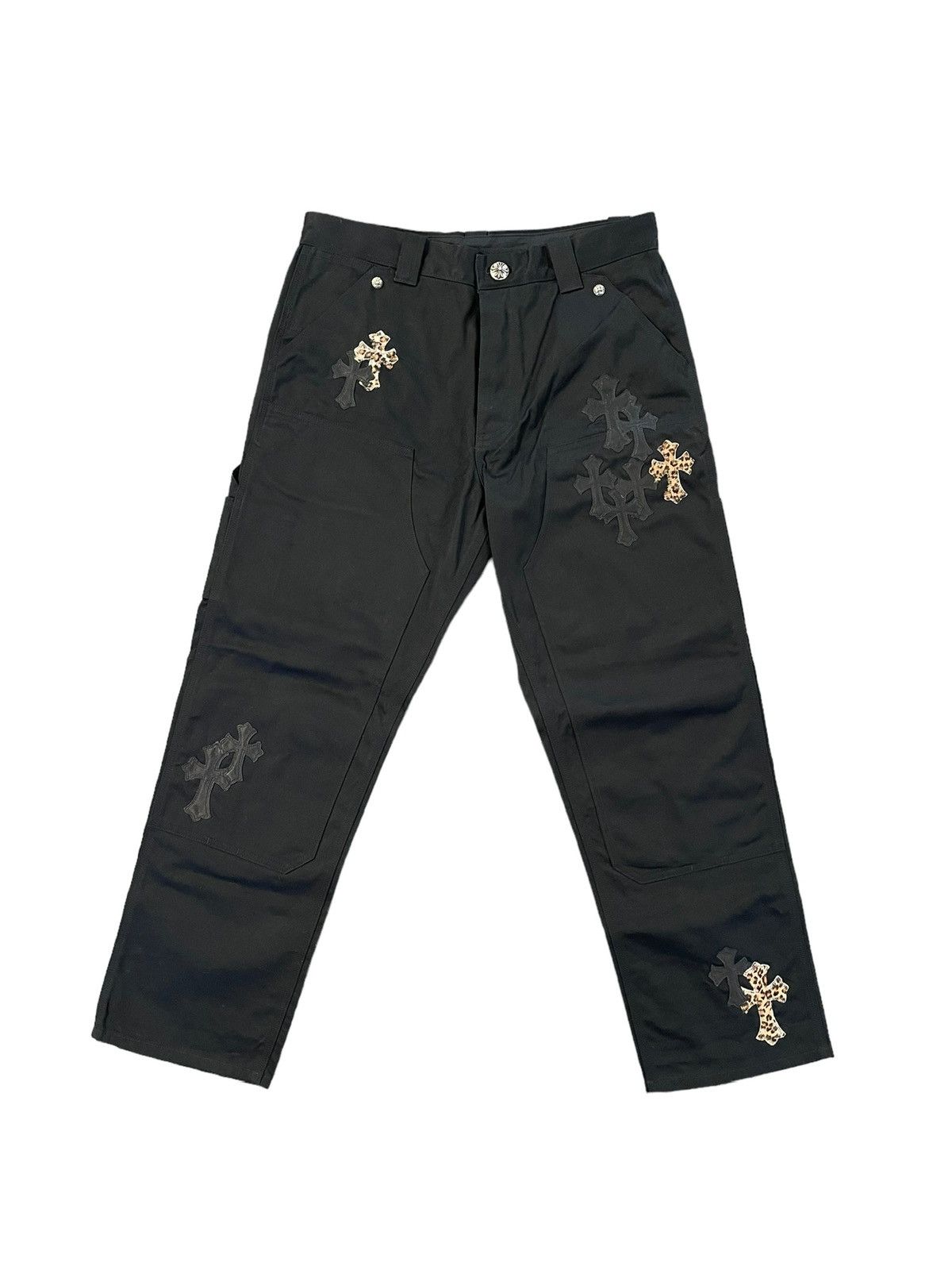 Chrome Hearts Leopard Cross Patch Black Canvas Carpenter Pants | Grailed