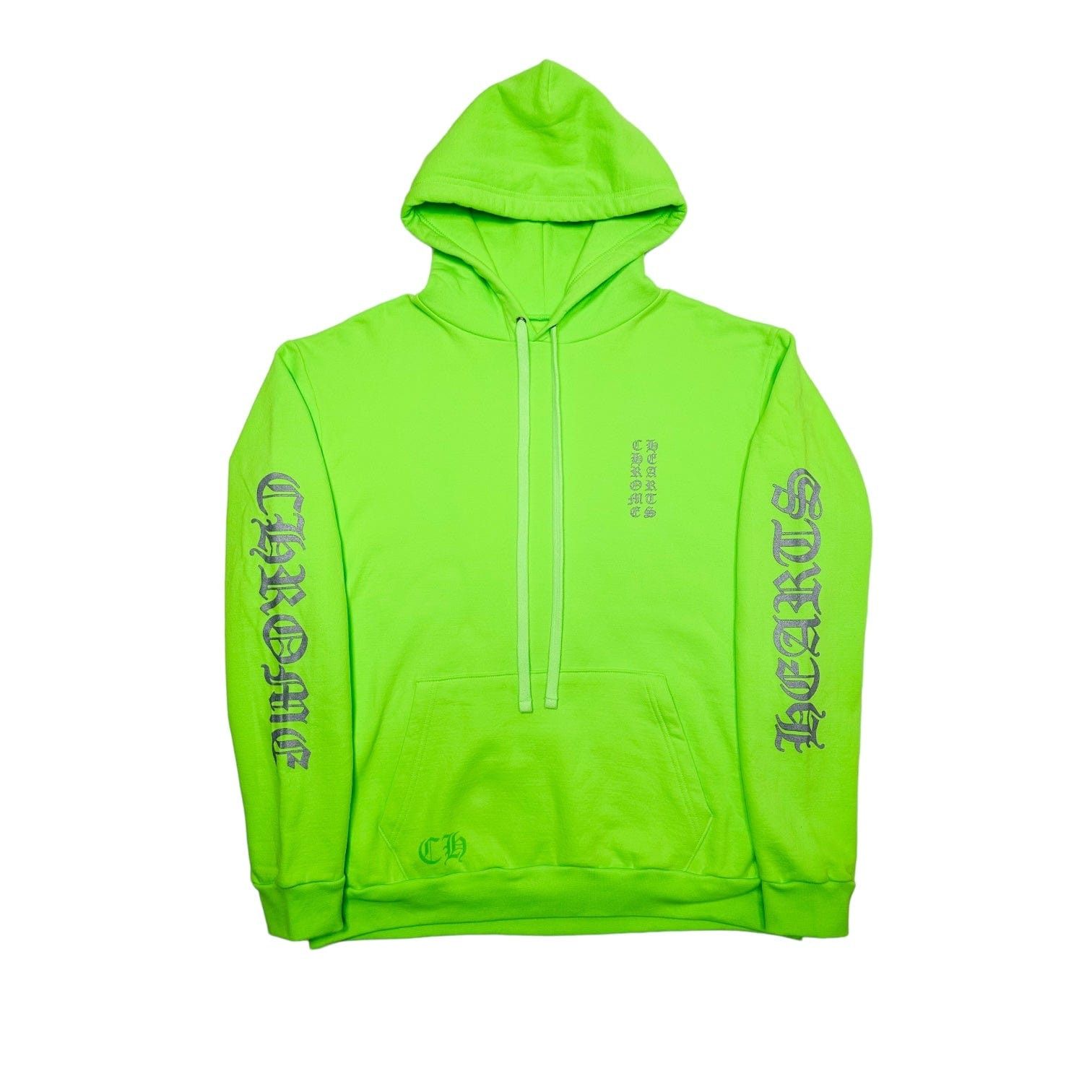 Chrome Hearts Vertical Logo Hooded Sweatshirt Neon Green | Grailed